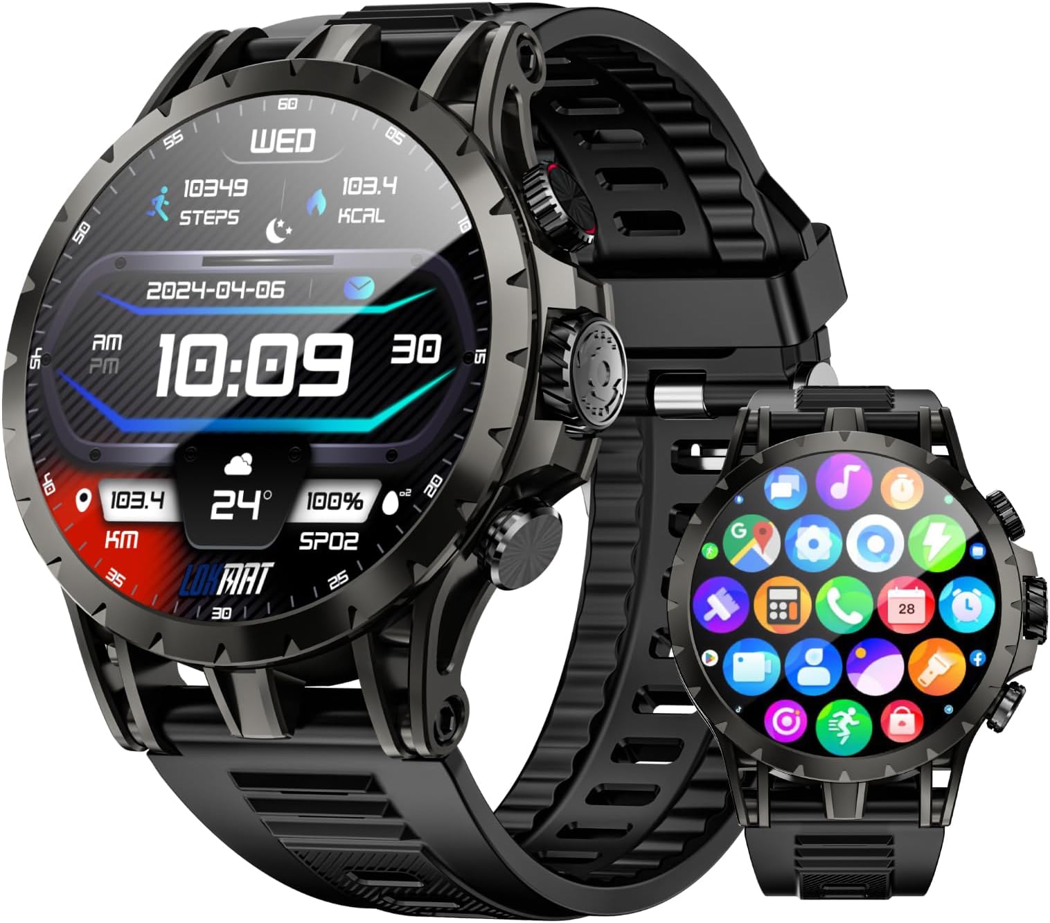 Amazon.com: LOKMAT 4G SIM Card Smart Watch, 1.508'' AMOLED Screen 3GB ...