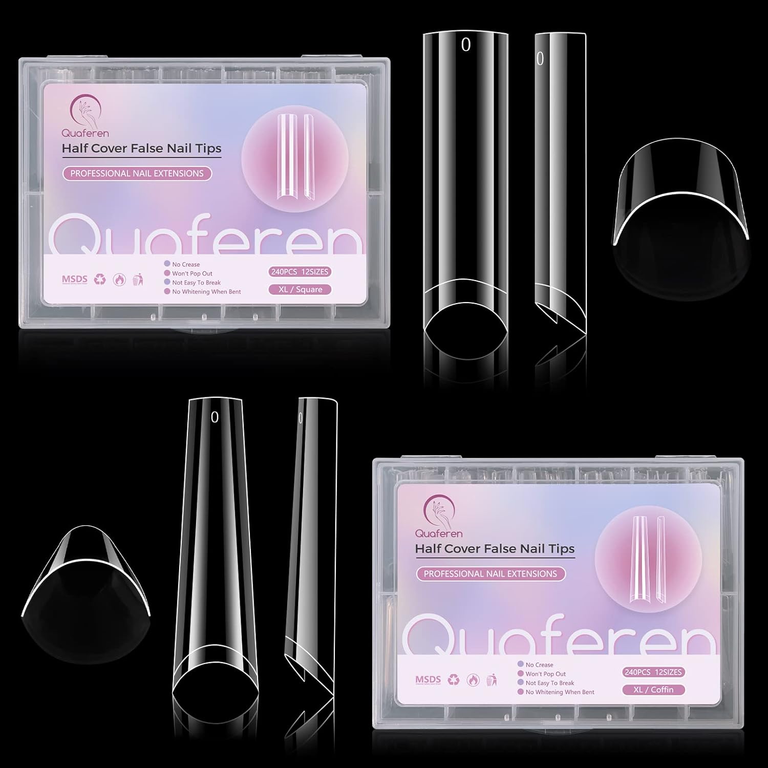 Amazon.com: 480Pcs Clear Nail Tips for Acrylic Nails Professional, XL ...