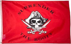 Amazon.com : Surrender the Booty Pirate Flag 3x5 FT Polyester Brass ...