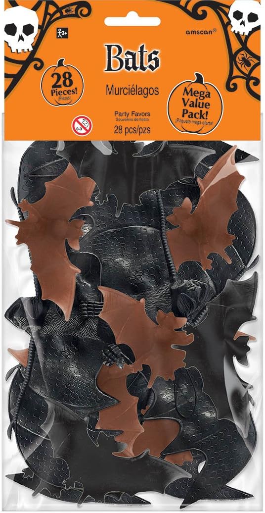 Amazon.com: Amscan Creepy Halloween Big Pack of Bats Party Favor (1 ...