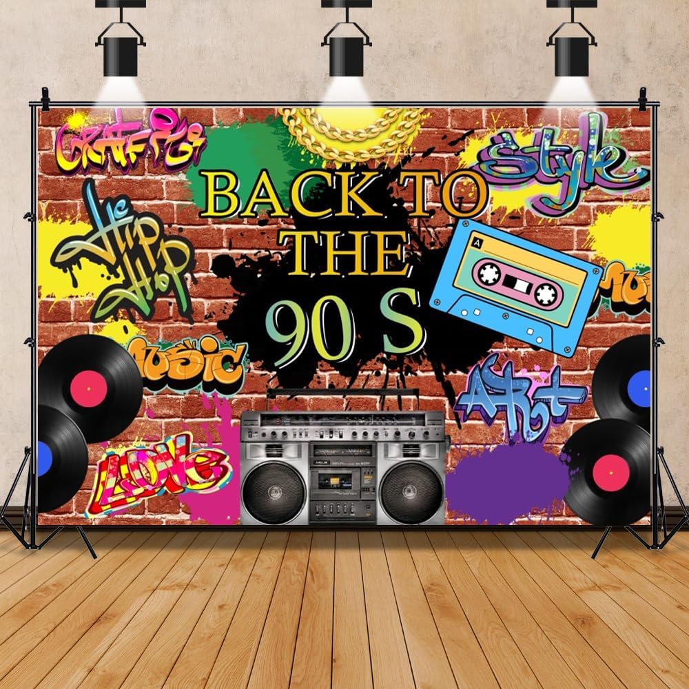 Amazon.com : Back to The 90s Backdrop Hip Hop Graffiti Brick Wall Retro ...