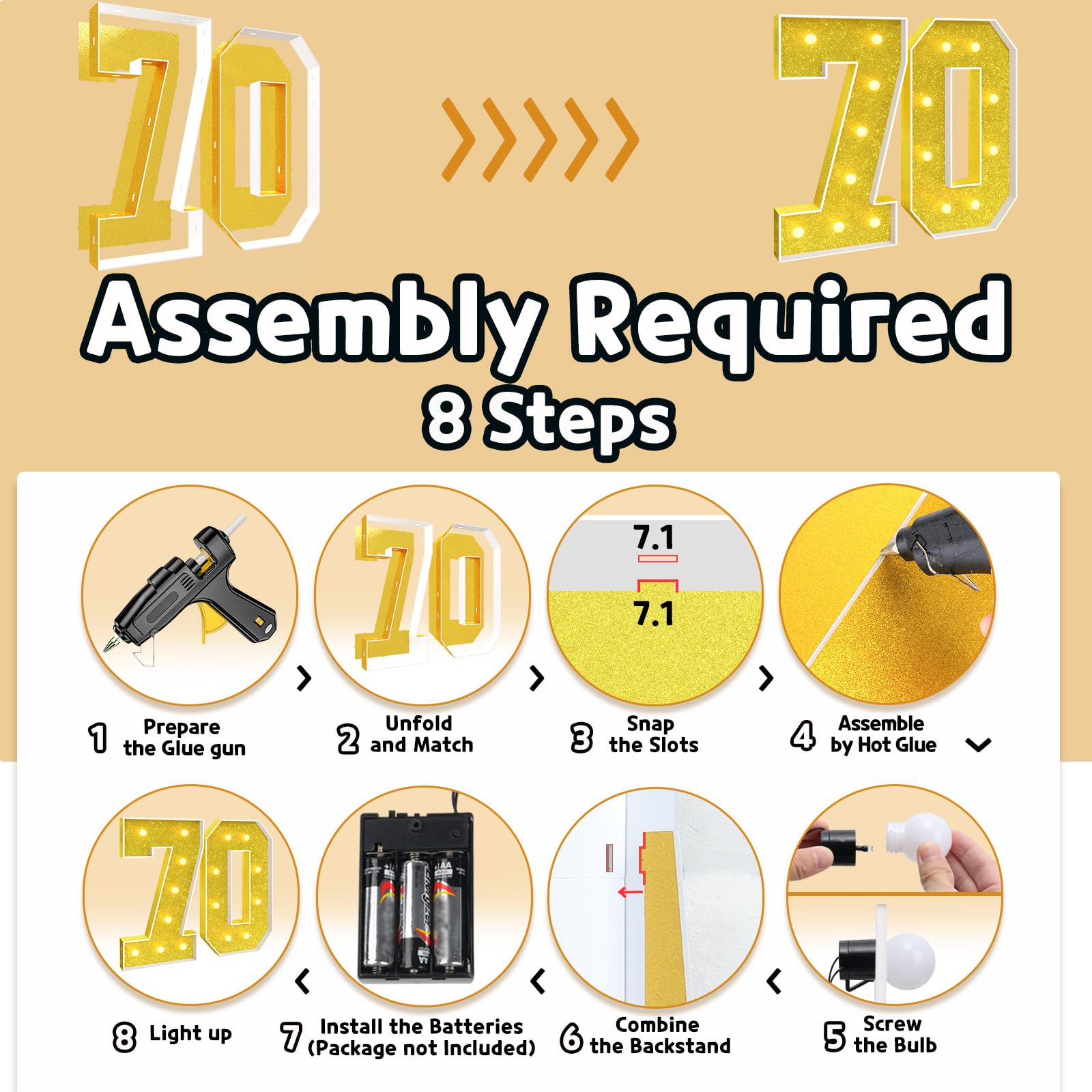 Snapklik.com : Imprsv 3FT Gold 70th-Birthday Decorations Numbers: 70th ...