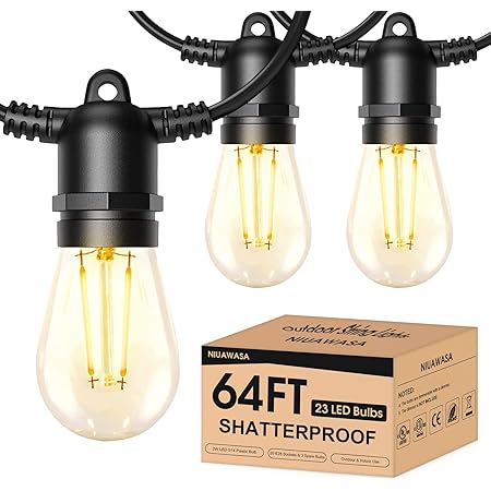 addlon 72FT(36FT*2) LED Outdoor String Lights with Edison Shatterproof ...