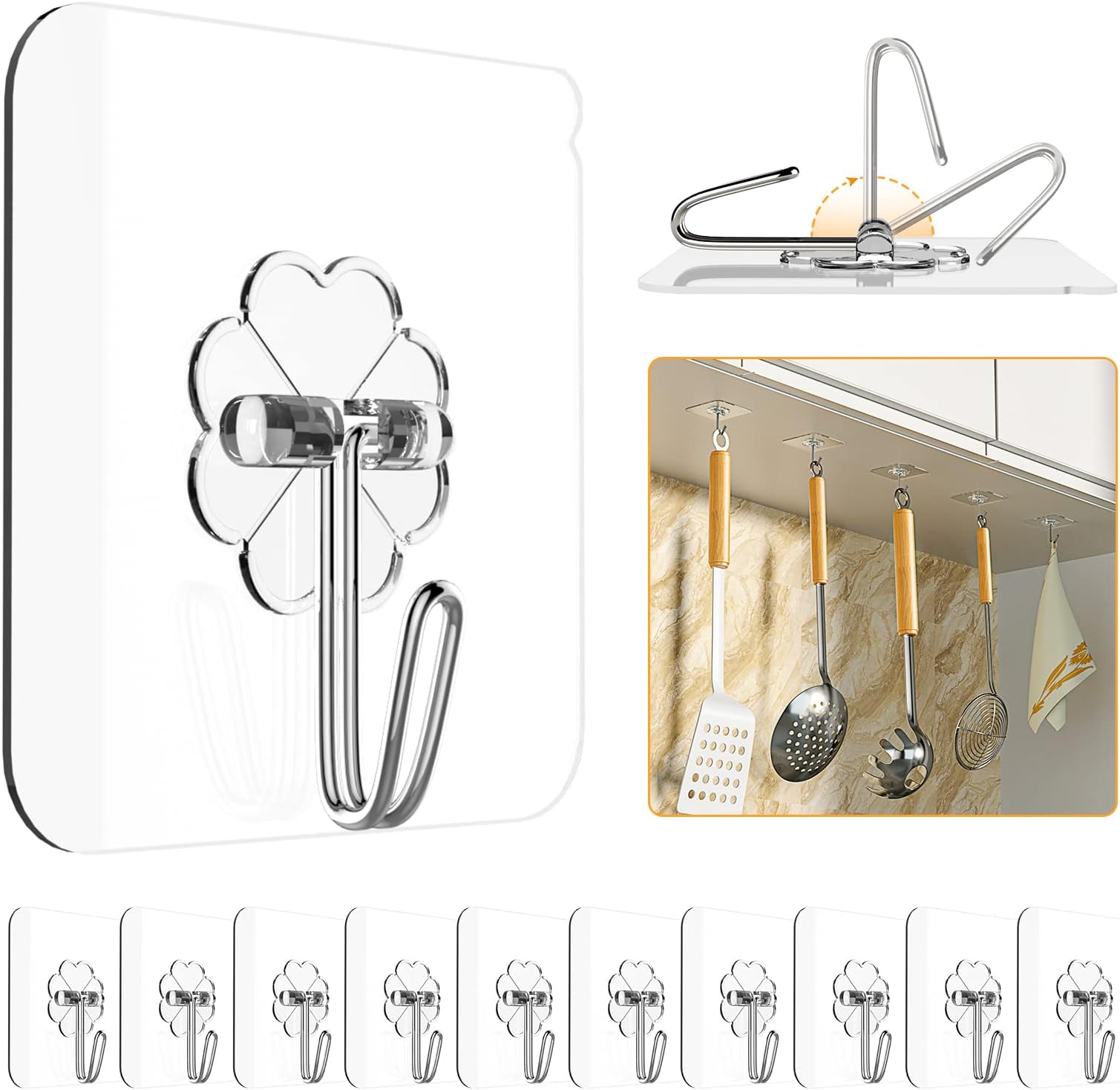 Amazon.com: probebi Adhesive Hooks for Hanging Heavy Duty - 12 Pack ...
