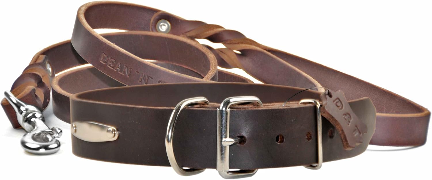 Amazon.com : Dean and Tyler 18-Inch Leash with Silver Tag Collar, Brown ...