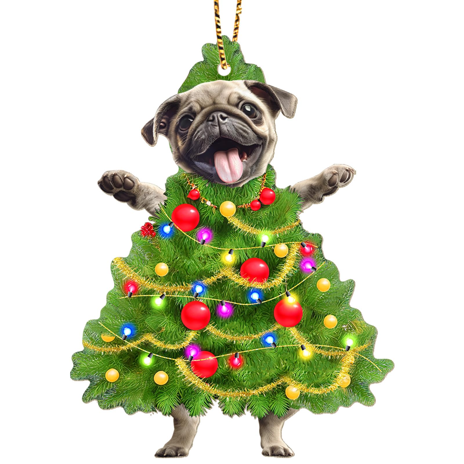 Amazon.com: 34HD Gifts for Christmas, Pug Dog Christmas Ornament Wooden 2-Side Printed, Pug for ...