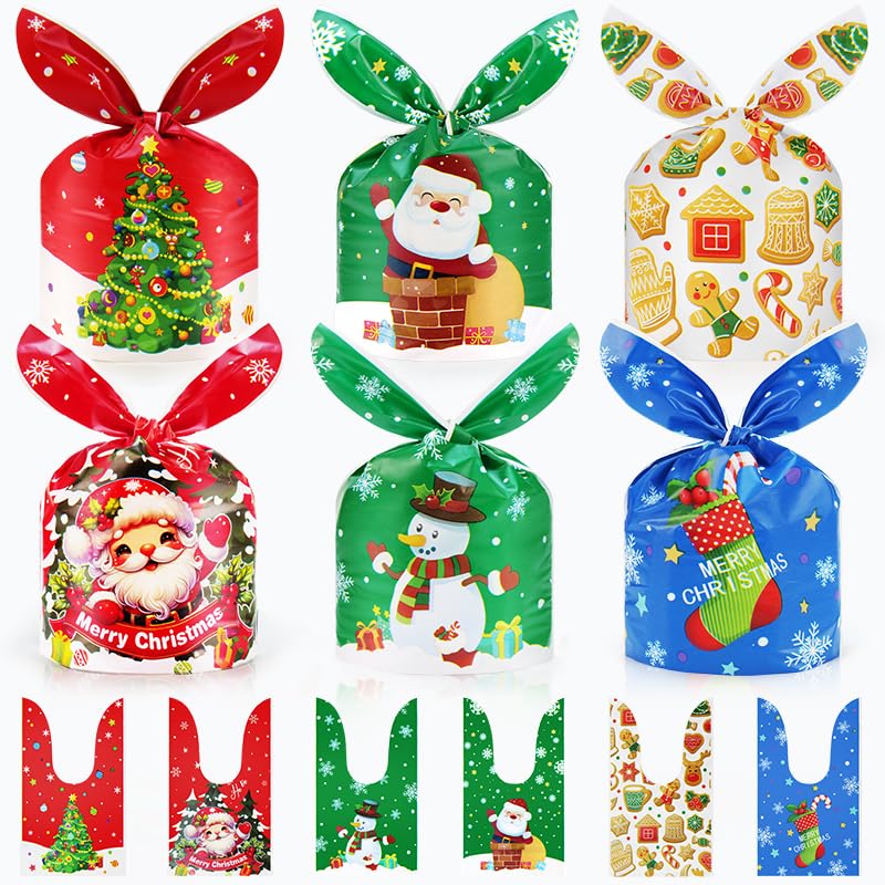 Amazon.com: Weenkilly 120 Pcs Christmas Treat Bags, 6 Style Candy Bags ...