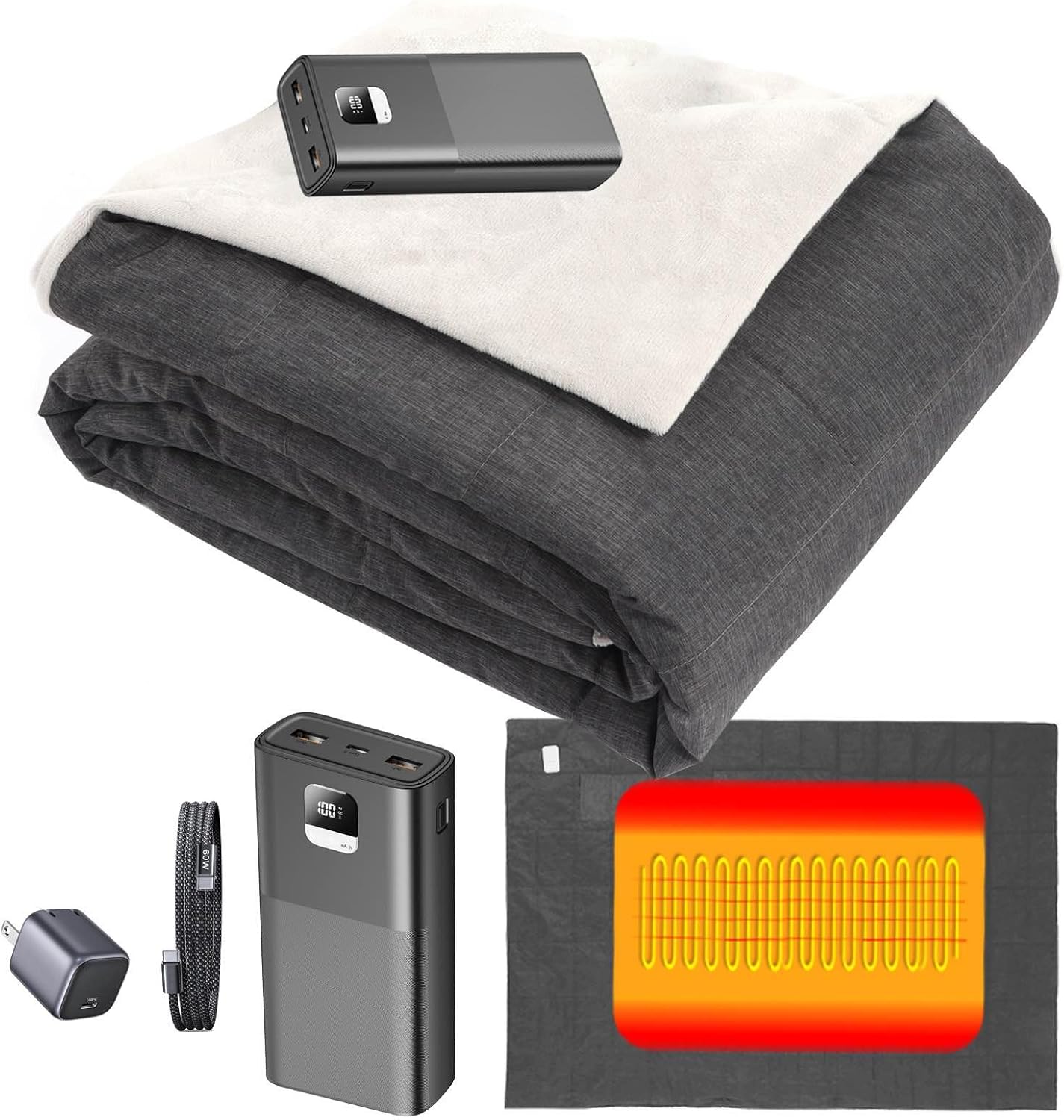 Amazon.com: Heated Blanket Battery Operated Portable Outdoor USB ...