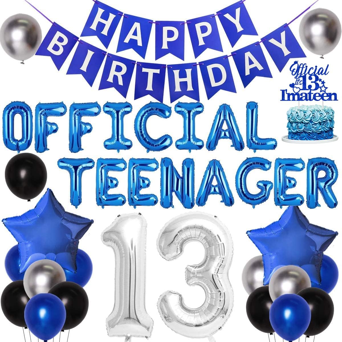 13th Birthday Decorations for Boys Blue Happy 13th Birthday Party ...