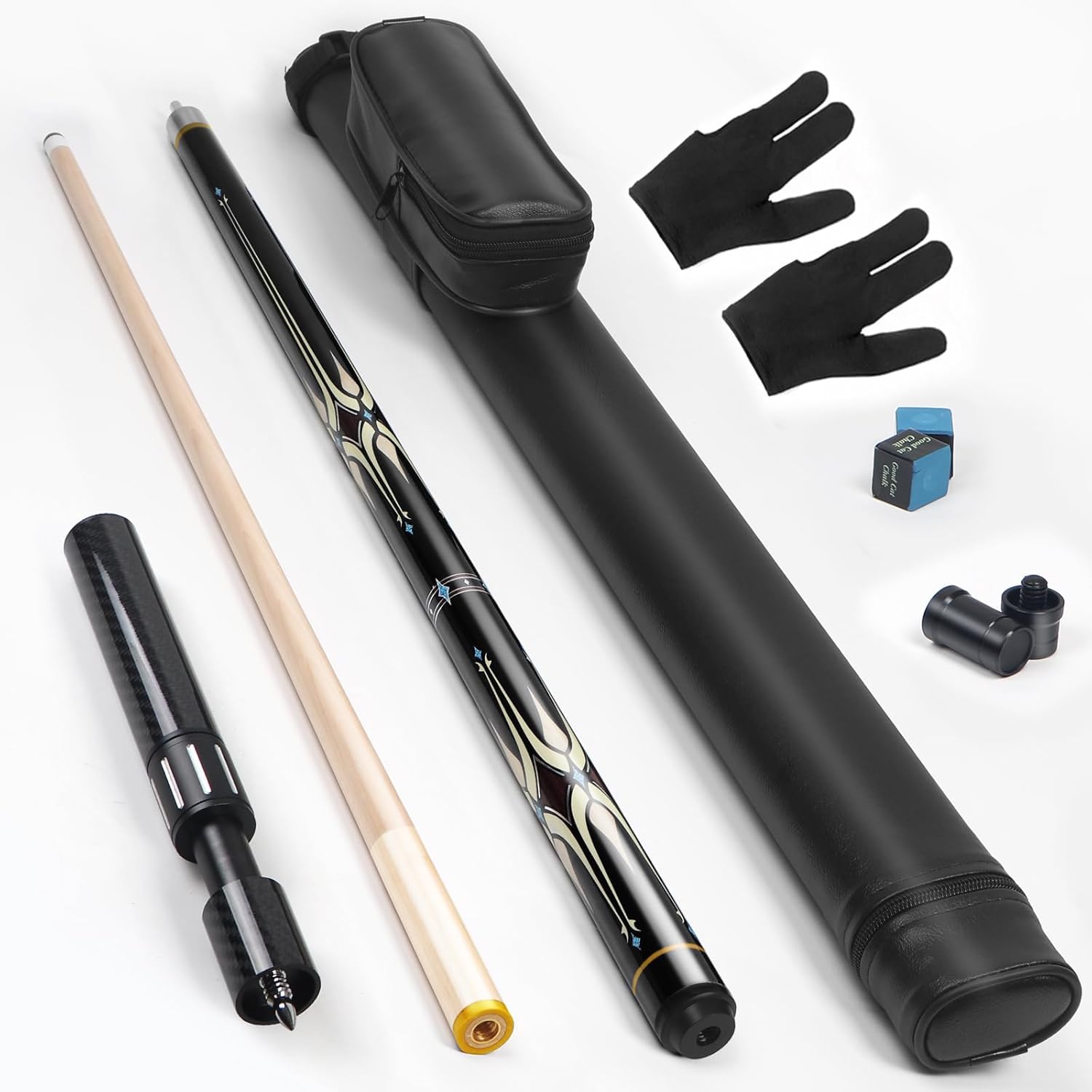 lotmusic Pool Stick with Carbon Fiber Pool Cue Extension,58 Inch ...