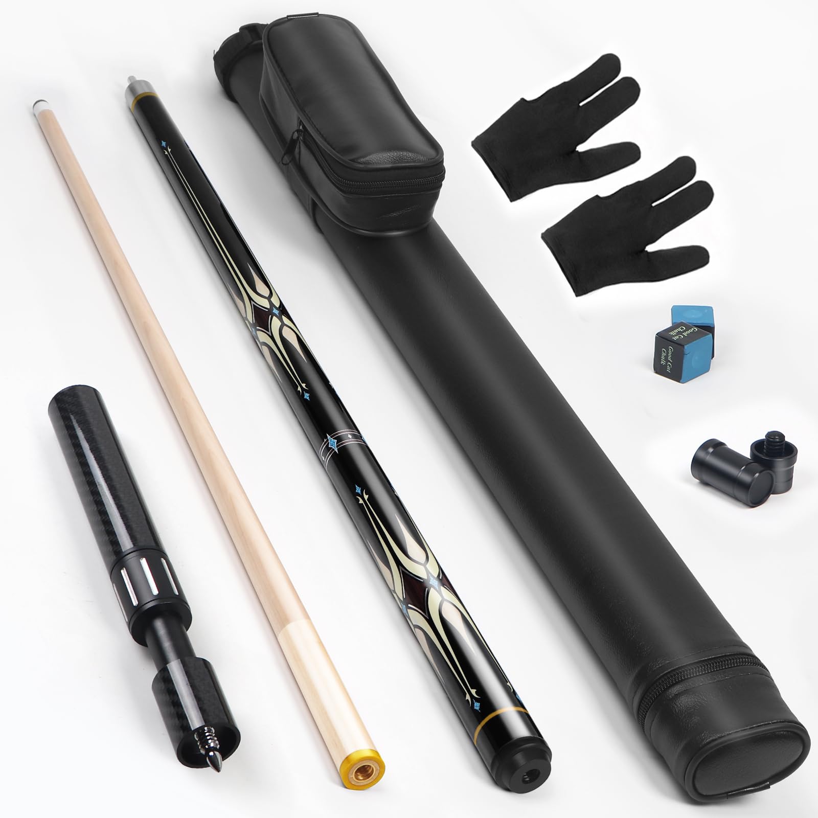 lotmusic Pool Stick with Telescopic Carbon Fiber Extension Cue,58 Inch ...