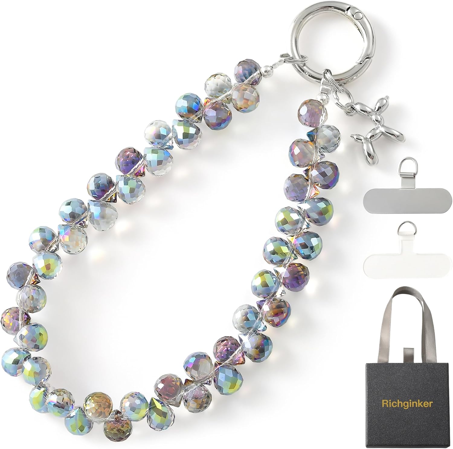 Amazon.com: Crystal Phone Wrist Strap Phone Charm Chain Keychain Beaded ...