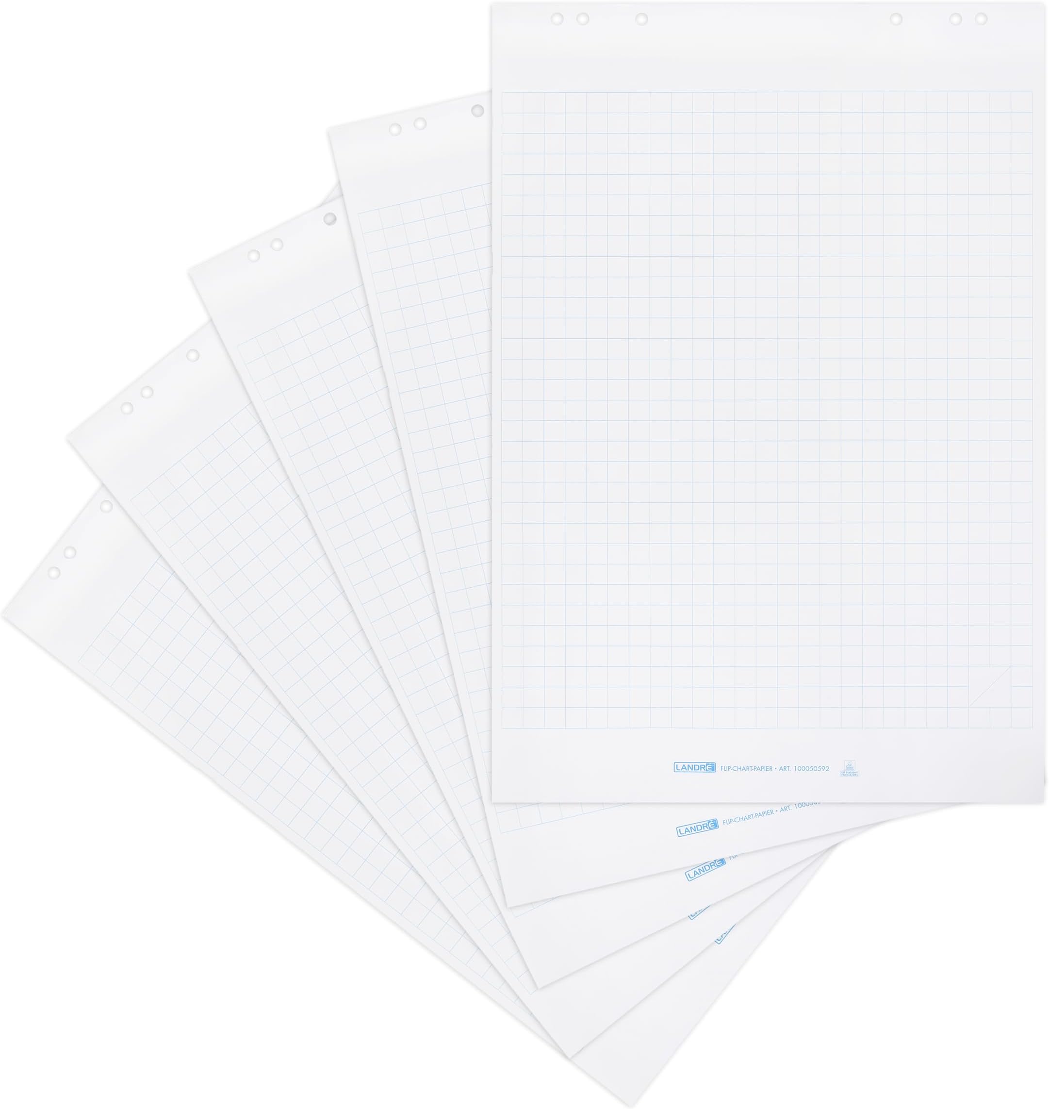Landré Flipchart Paper Squared 20 Sheets per Pad 6 Holes Pack of 5 ...
