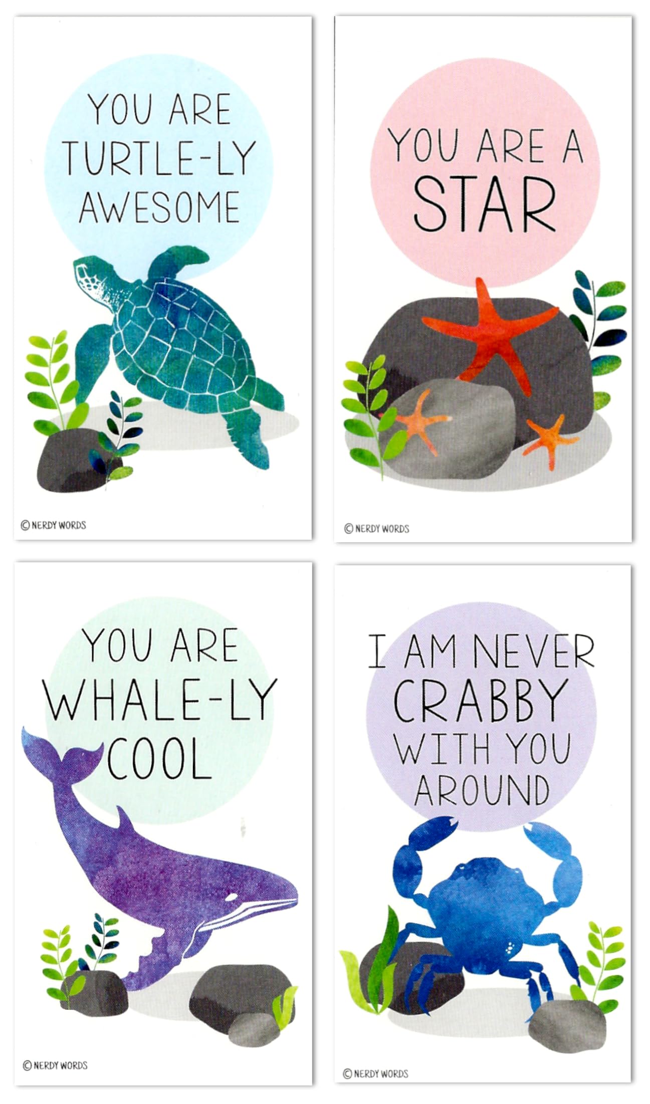 Mini Ocean Under the Sea Theme Valentines (Wallet-Sized Cards with Tiny ...