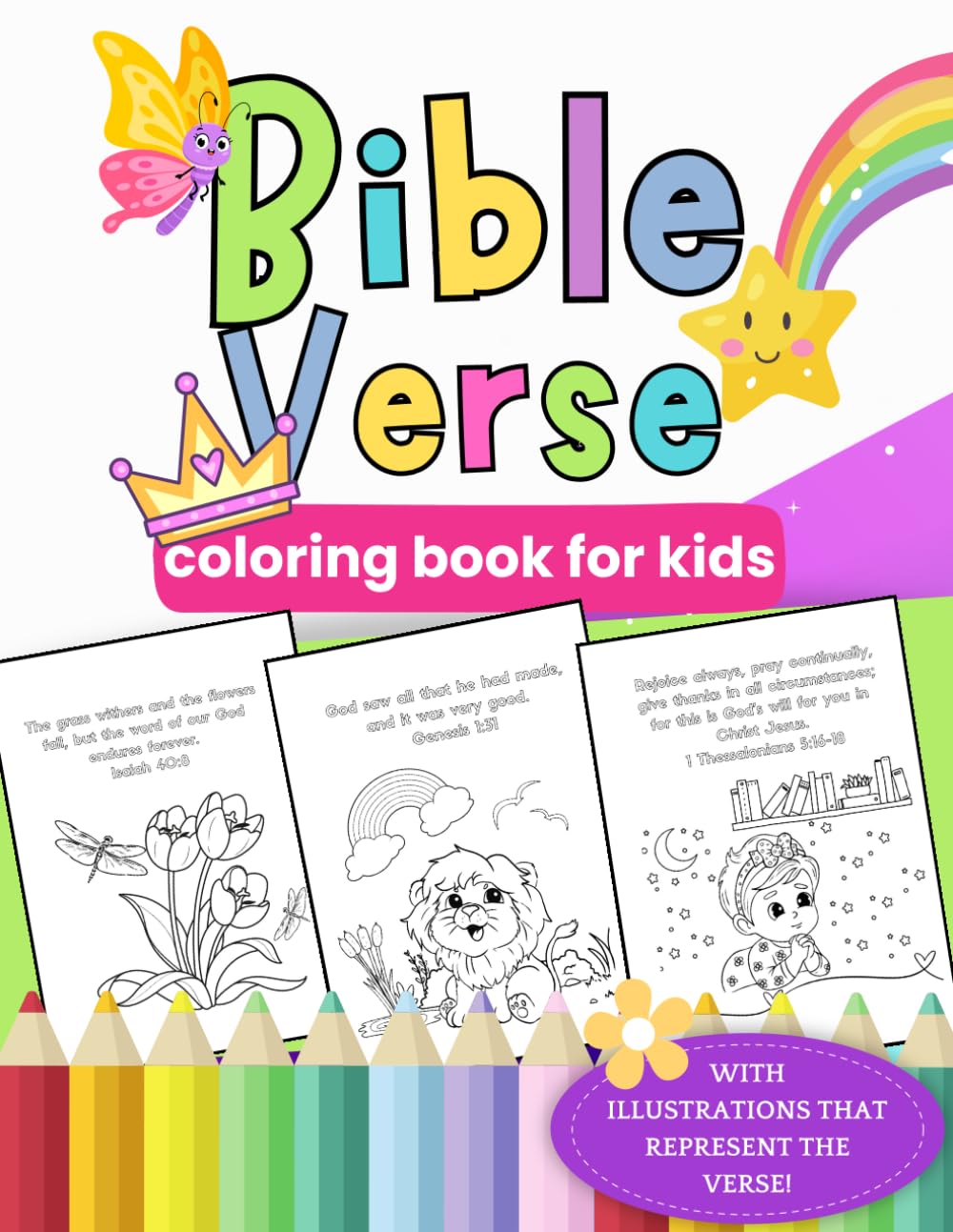 Amazon.com: Bible Verse Coloring Book for Kids: 50 Fun Designs of ...