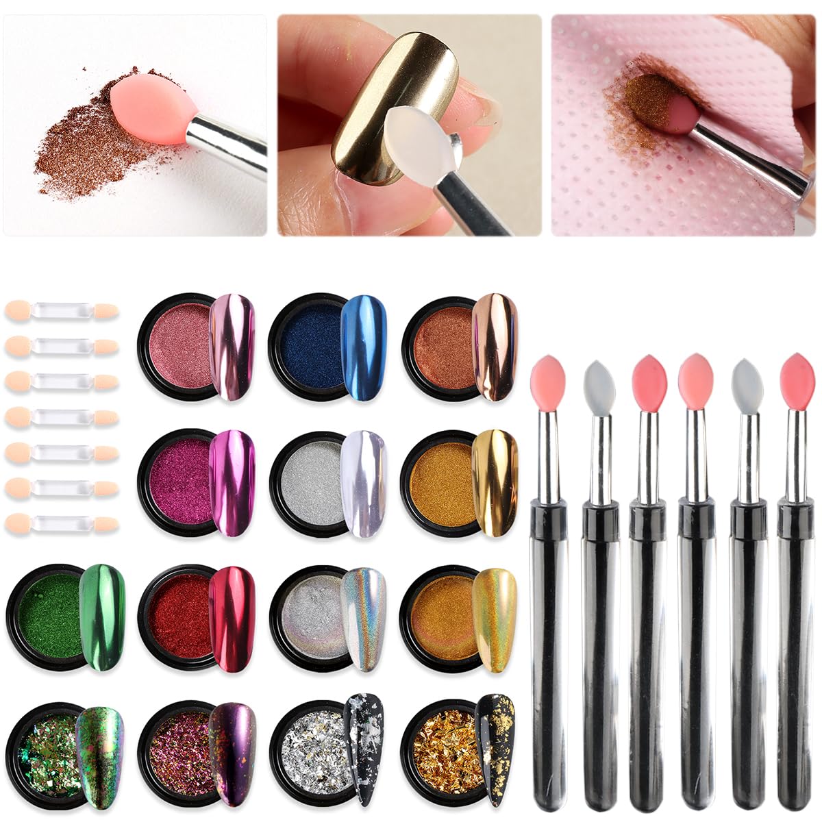 Amazon.com: 14PCS Chrome Powder Set with 6PCS Silicone Glitter ...