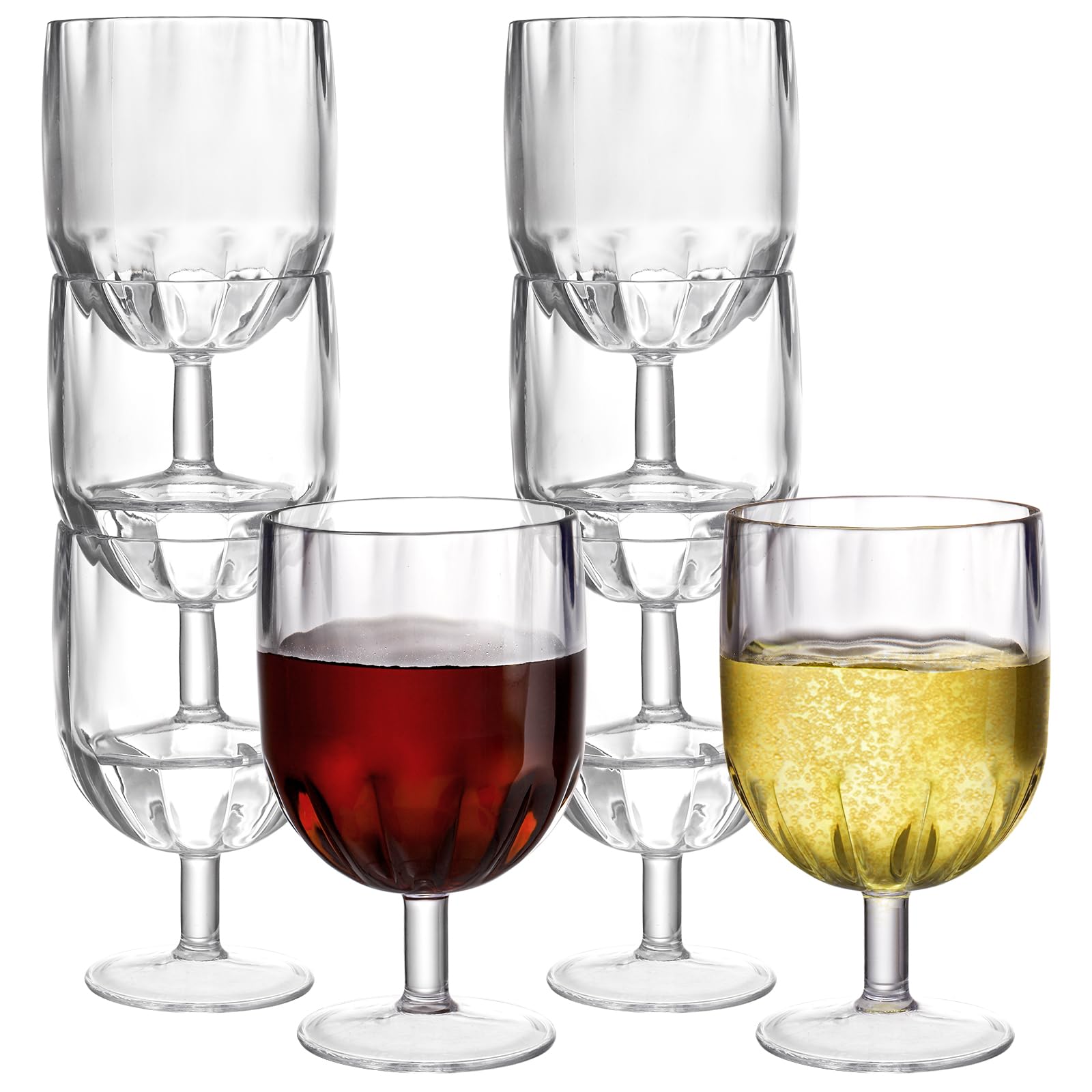 Suwimut Set of 8 Unbreakable Plastic Wine Glasses, 350ml/12oz Plastic ...