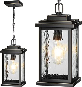 VIANIS Large Exterior Pendant Lights with Adjustable Wire, Matte Black ...