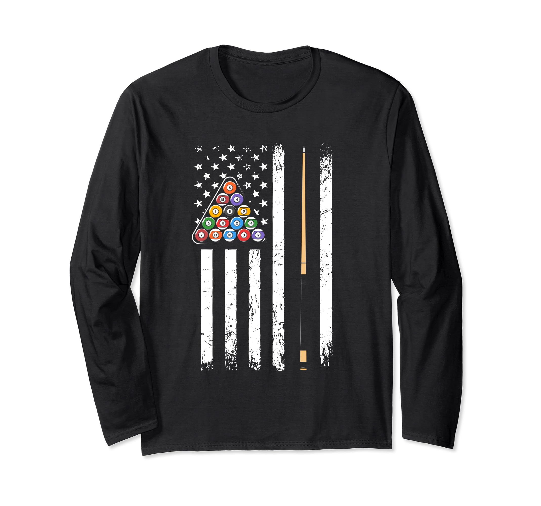Amazon.com: American Flag Billiard Vintage Pool Player Long Sleeve T ...
