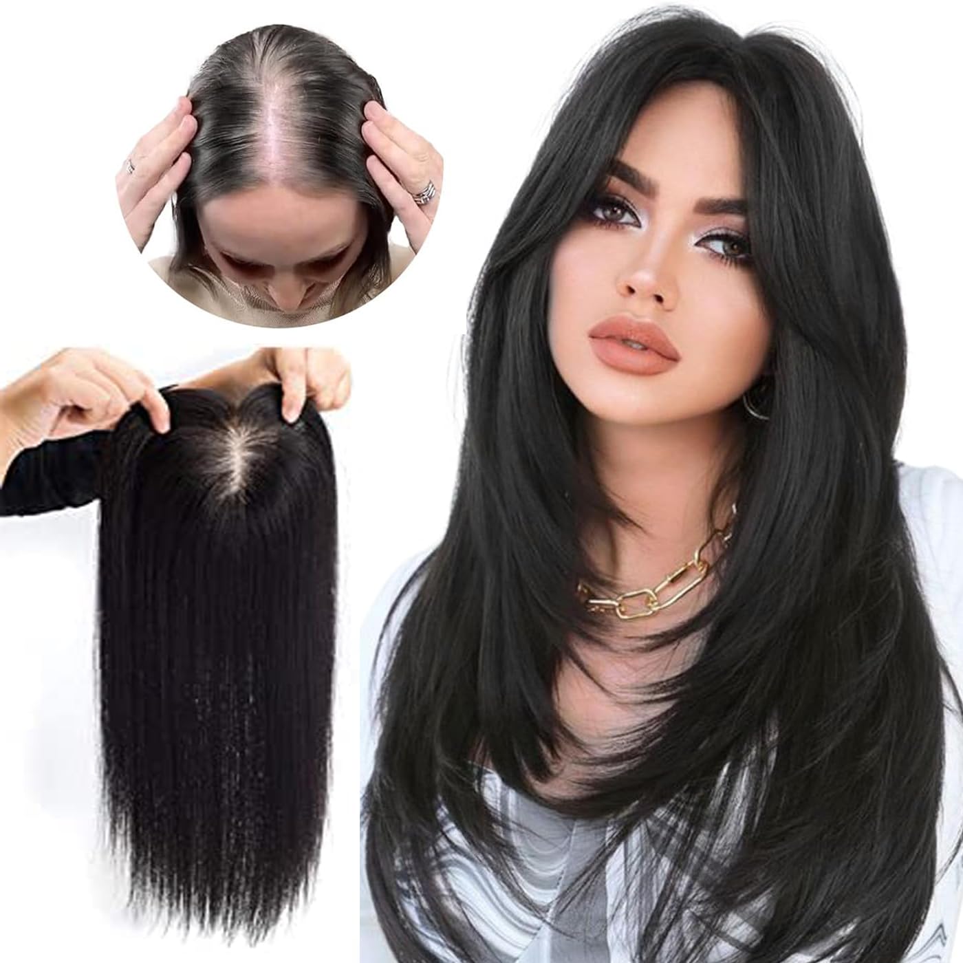 Pelo Hair Topper/Hair Crown Topper/Extension Hair Scalp Cover Hair ...
