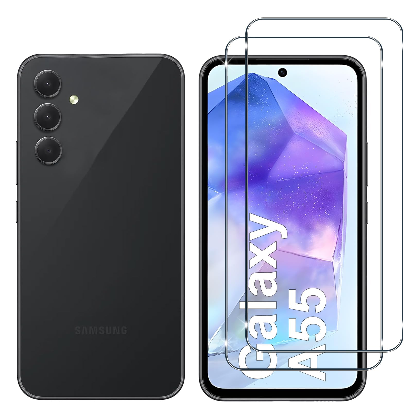 Screen Protector for Samsung Galaxy A55 5G [2 Pack] Tempered Glass Film ...