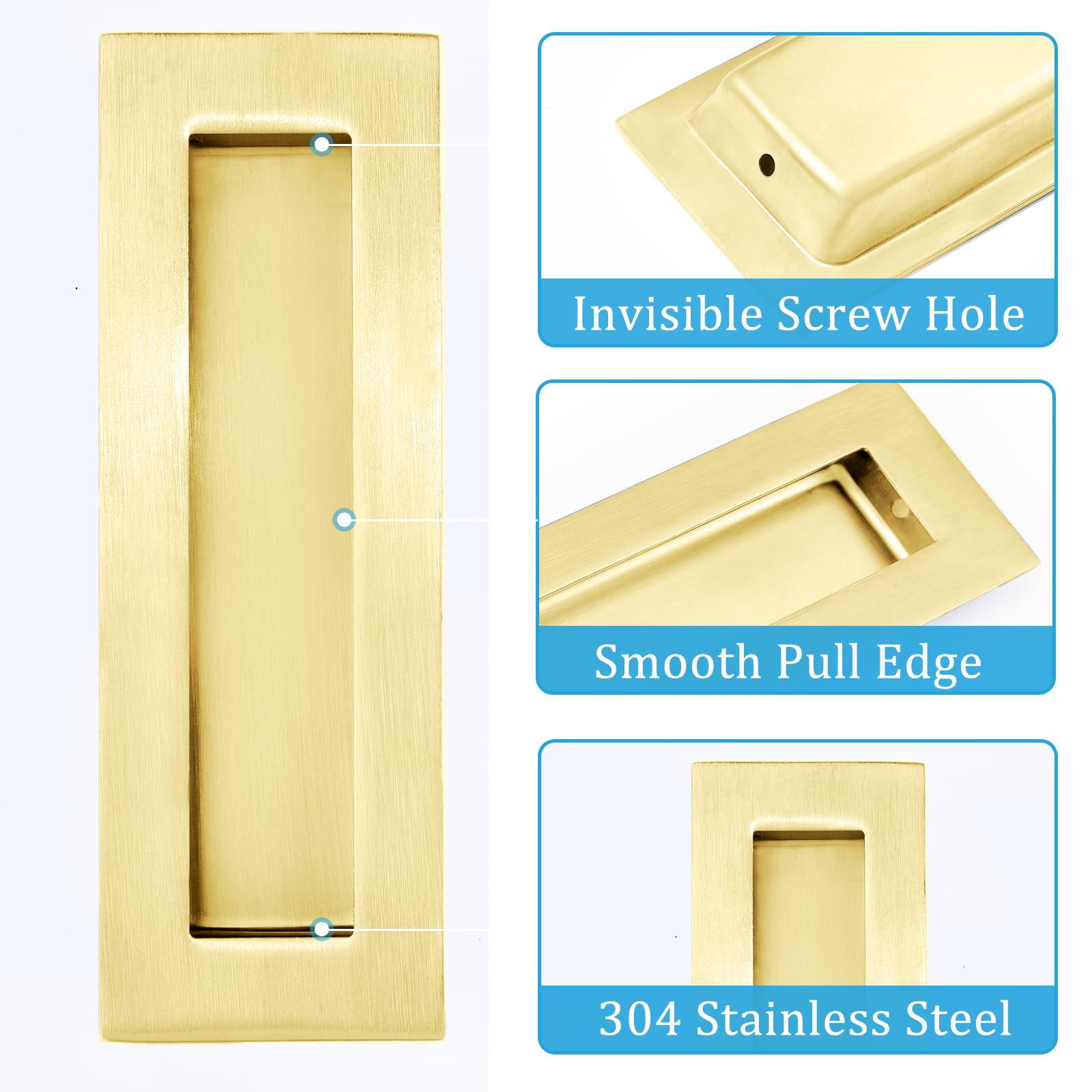 Snapklik.com : Dontay Sliding Pocket Door Handles, 304 Stainless Steel ...