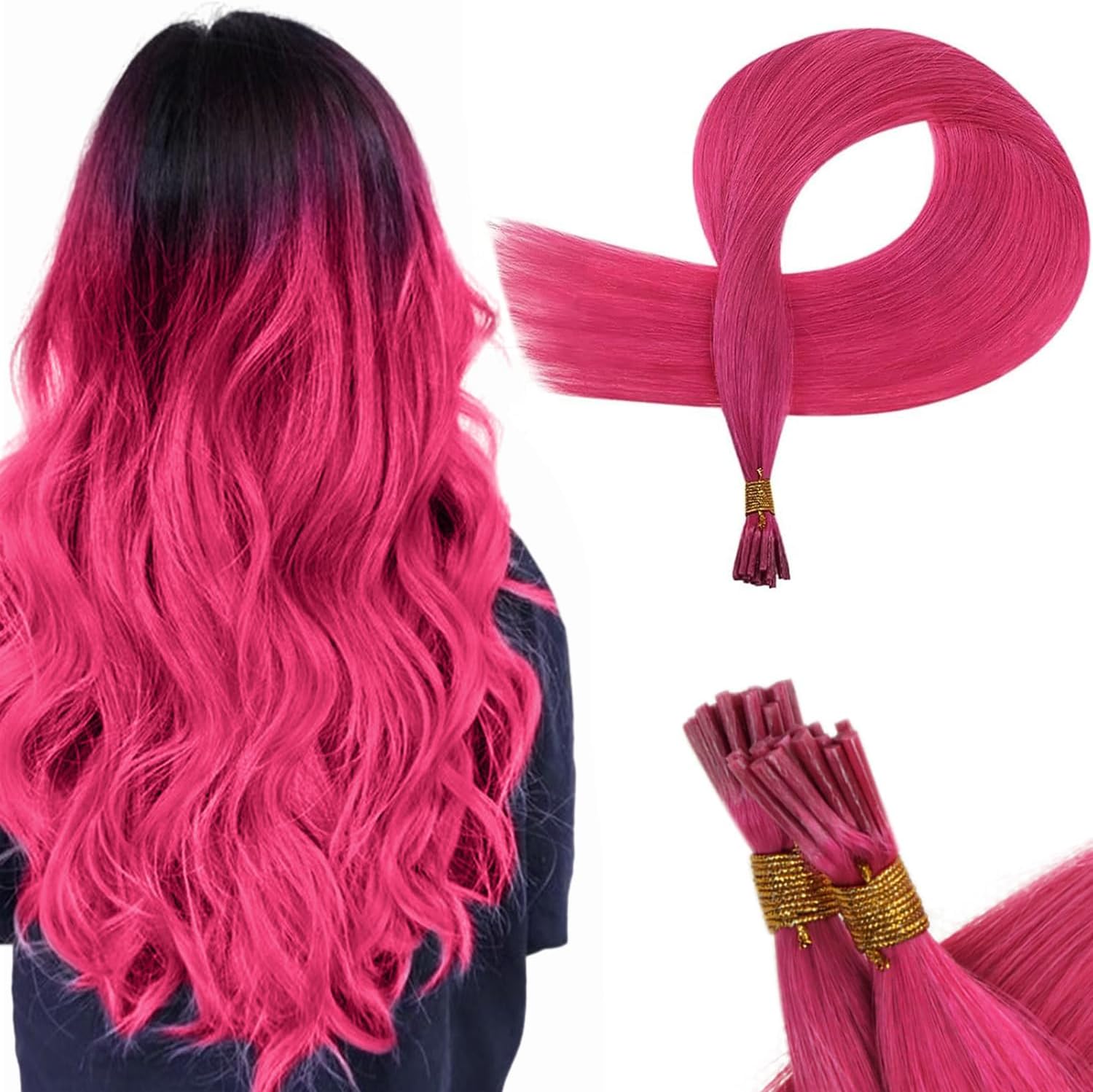 Amazon.com : iLUU 22 Inch Hot Pink Color Party Cosplay Straight Hair ...