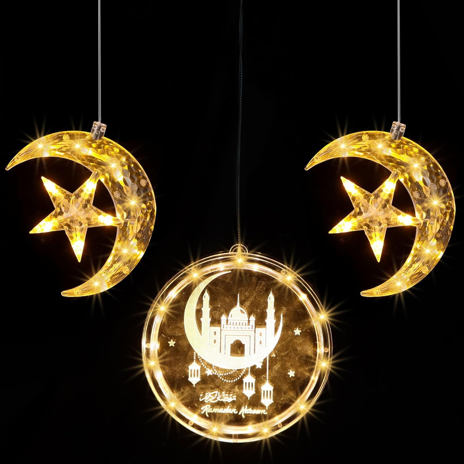 Amazon.com: PIAOPIAONIU 3 Pcs Ramadan Eid Mubarak LED Lights Decoration ...
