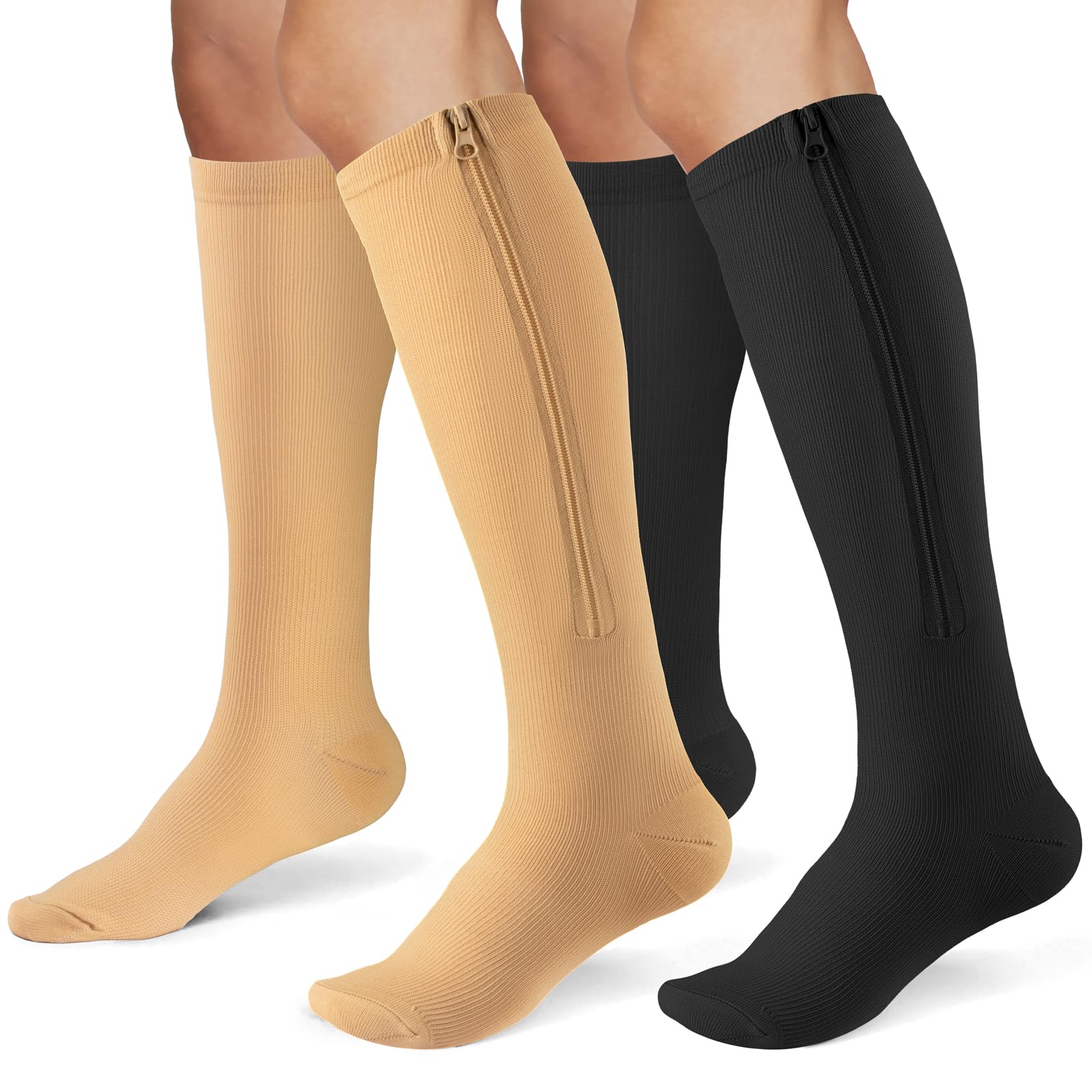 Amazon.com: FOFLORA Zipper Compression Socks for Women & Men 2 Pairs,15 ...