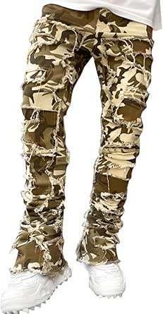 Creative Tassels Decoration Straight Fit Jeans Men Casual Medium ...