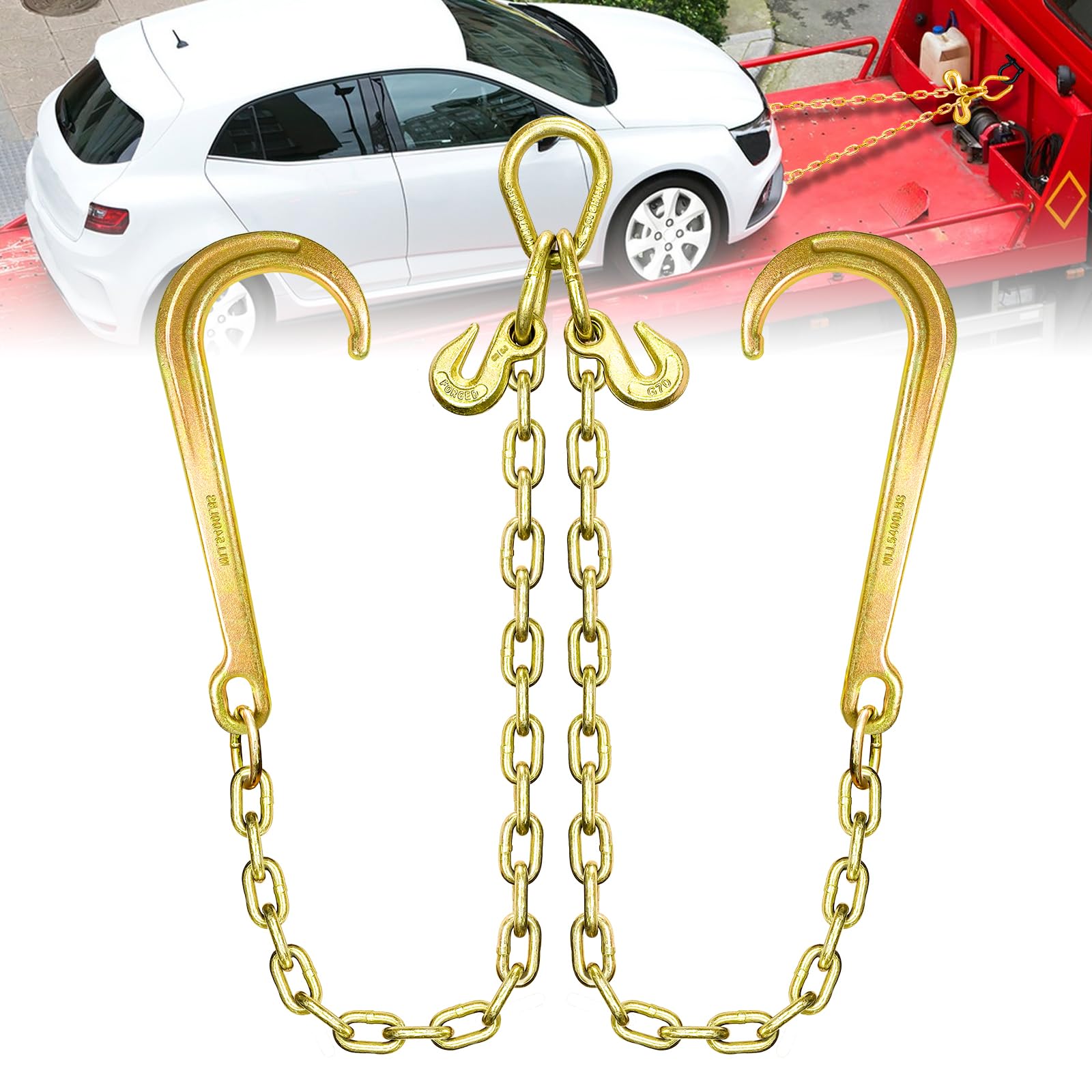 Snapklik.com : KITUYOTO V-Bridle Towing Chain Bridle J Hook Tow Chain ...
