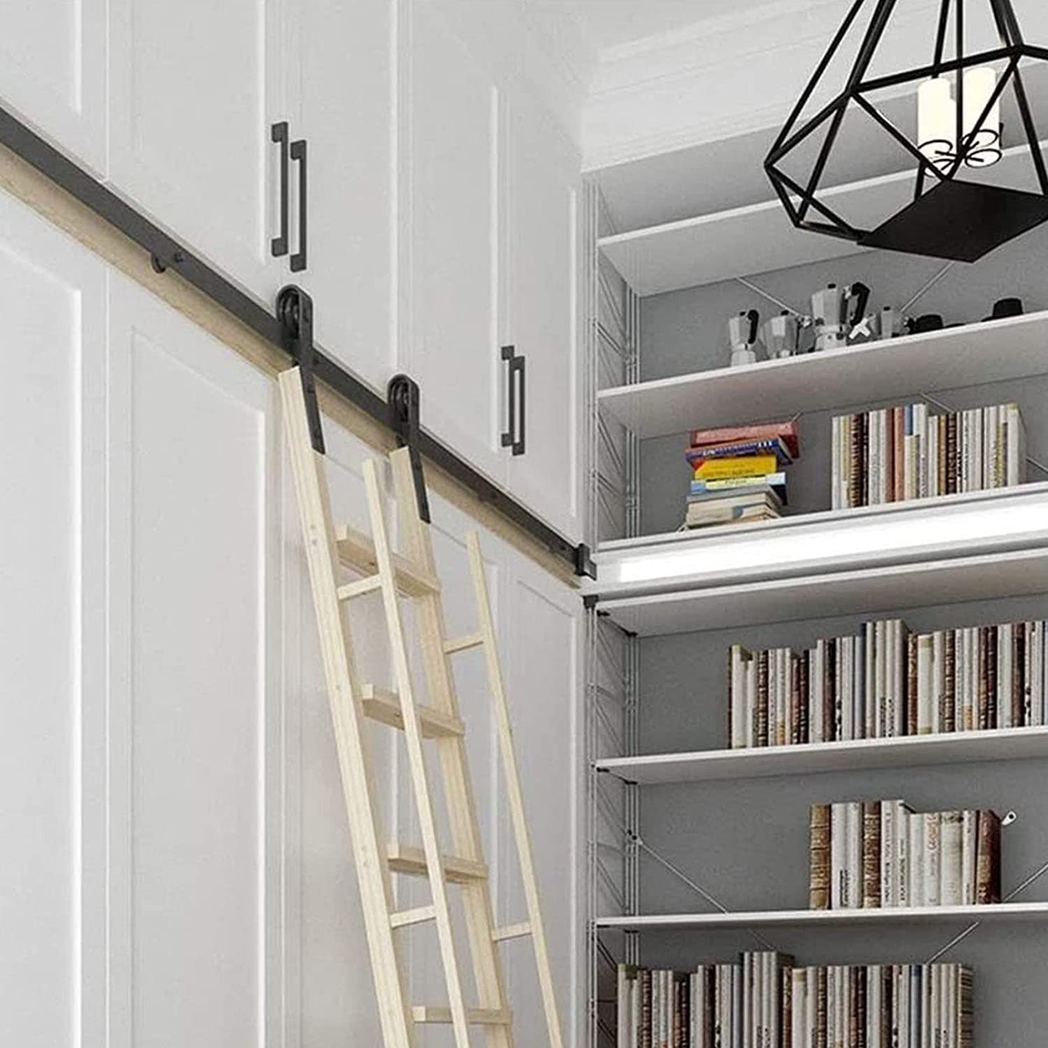 Rolling Bookshelf Ladder Our Sliding Ladder — MY NAVY HOME