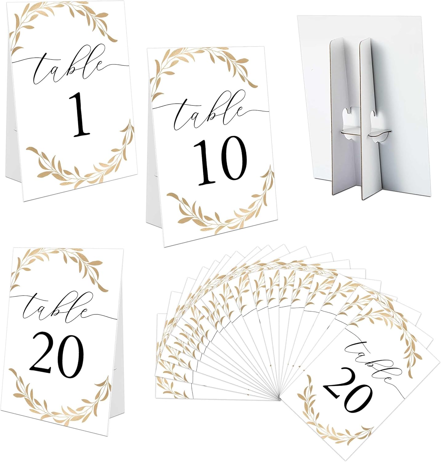 Amazon.com: Wedding Table Numbers 1-20, Gold Leaf Wedding Decor, 4x6 ...