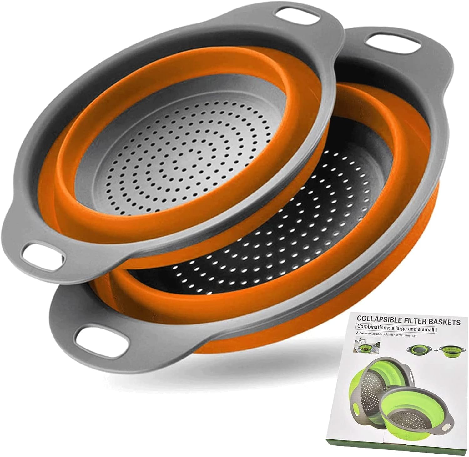 Amazon.com: ESUNAITOP Collapsible Strainer Set, Collapsible Colanders ...