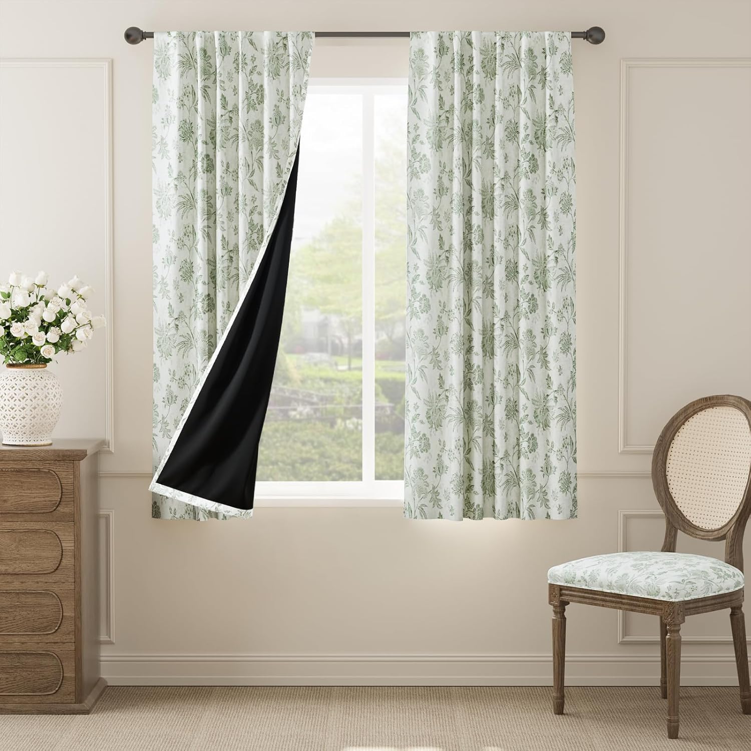 Amazon.com: jinchan Blackout Floral Curtains for Bedroom, 63 Inches ...