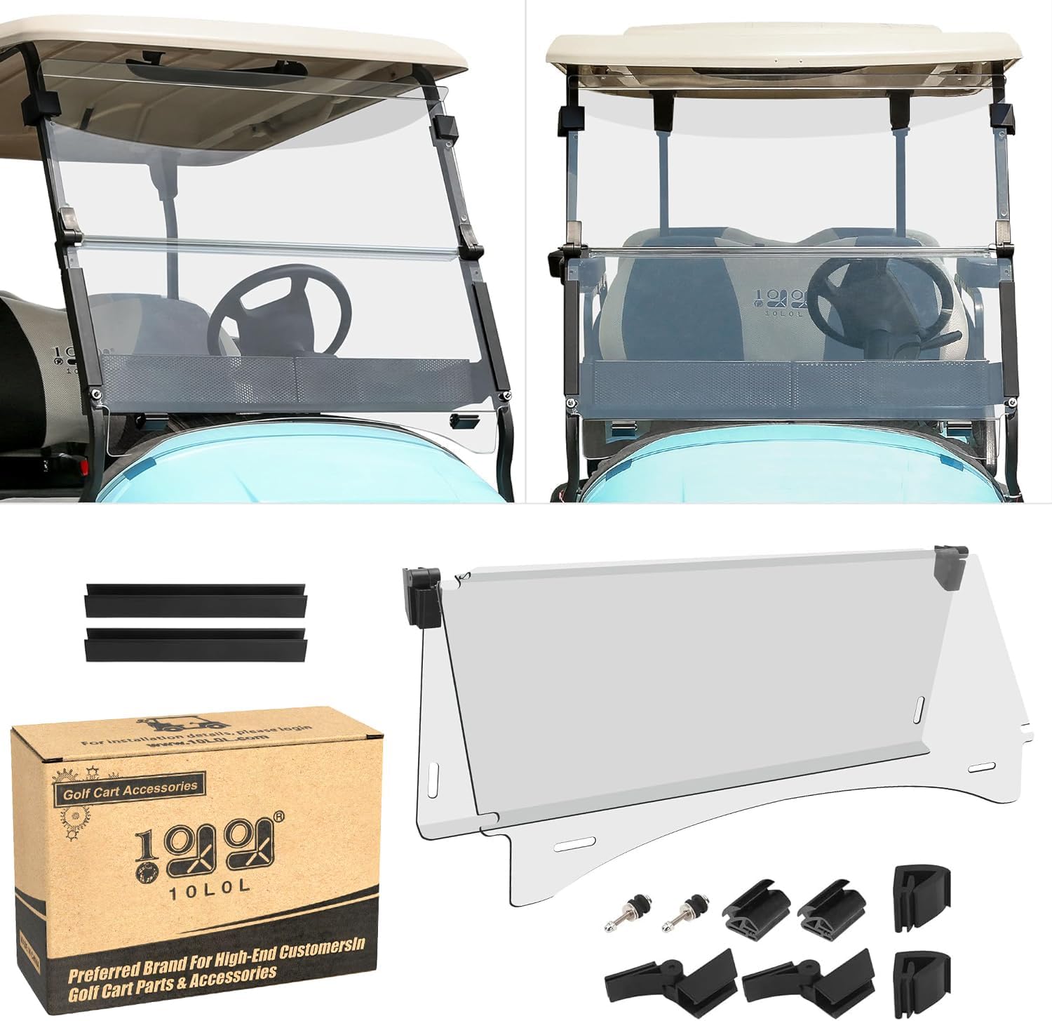 Amazon.com: 10L0L Golf Cart Windshield for Club Car 2004-Up Precedent ...