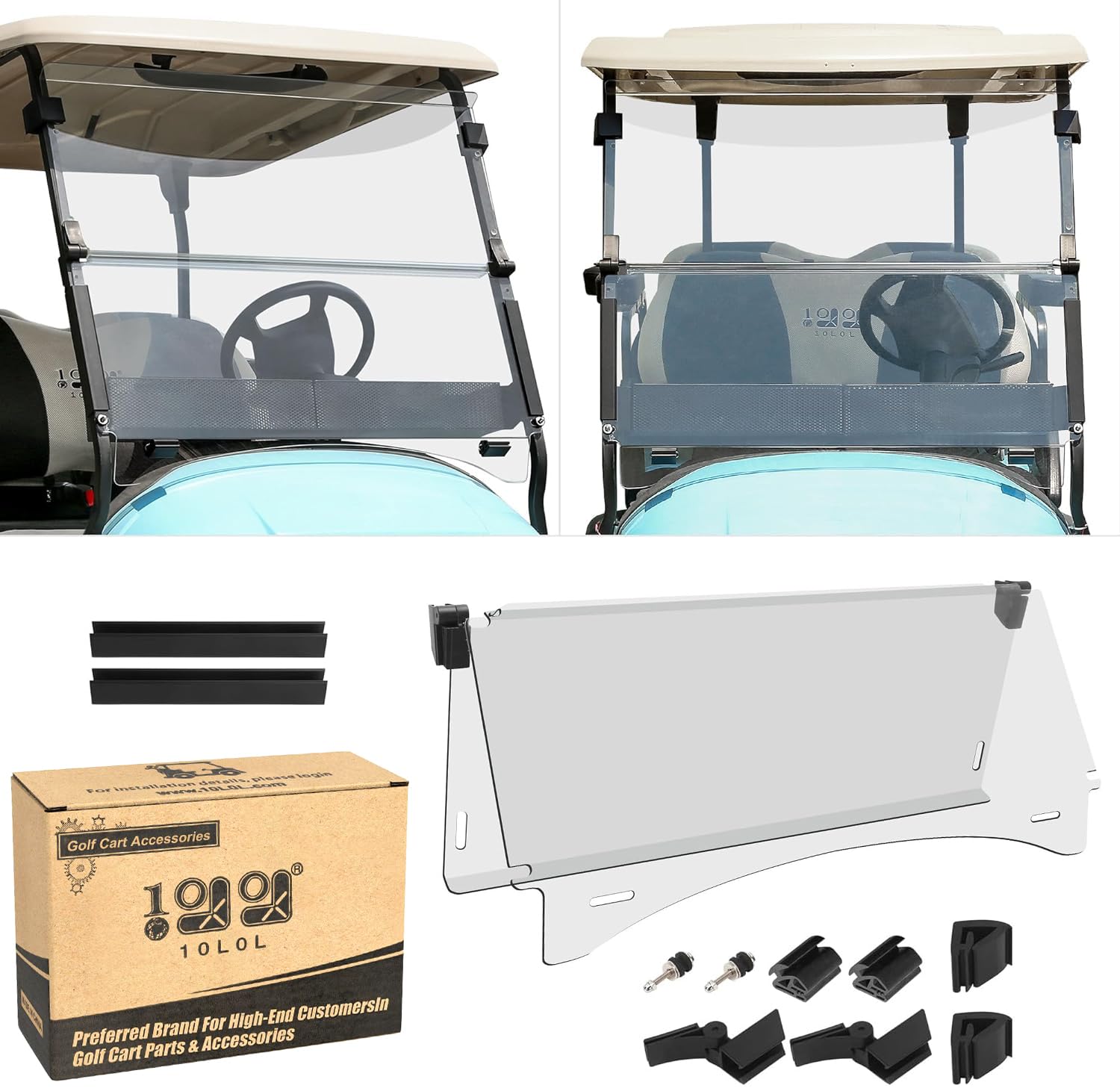 Amazon.com: 10L0L Golf Cart Windshield for Club Car 2004-Up Precedent ...