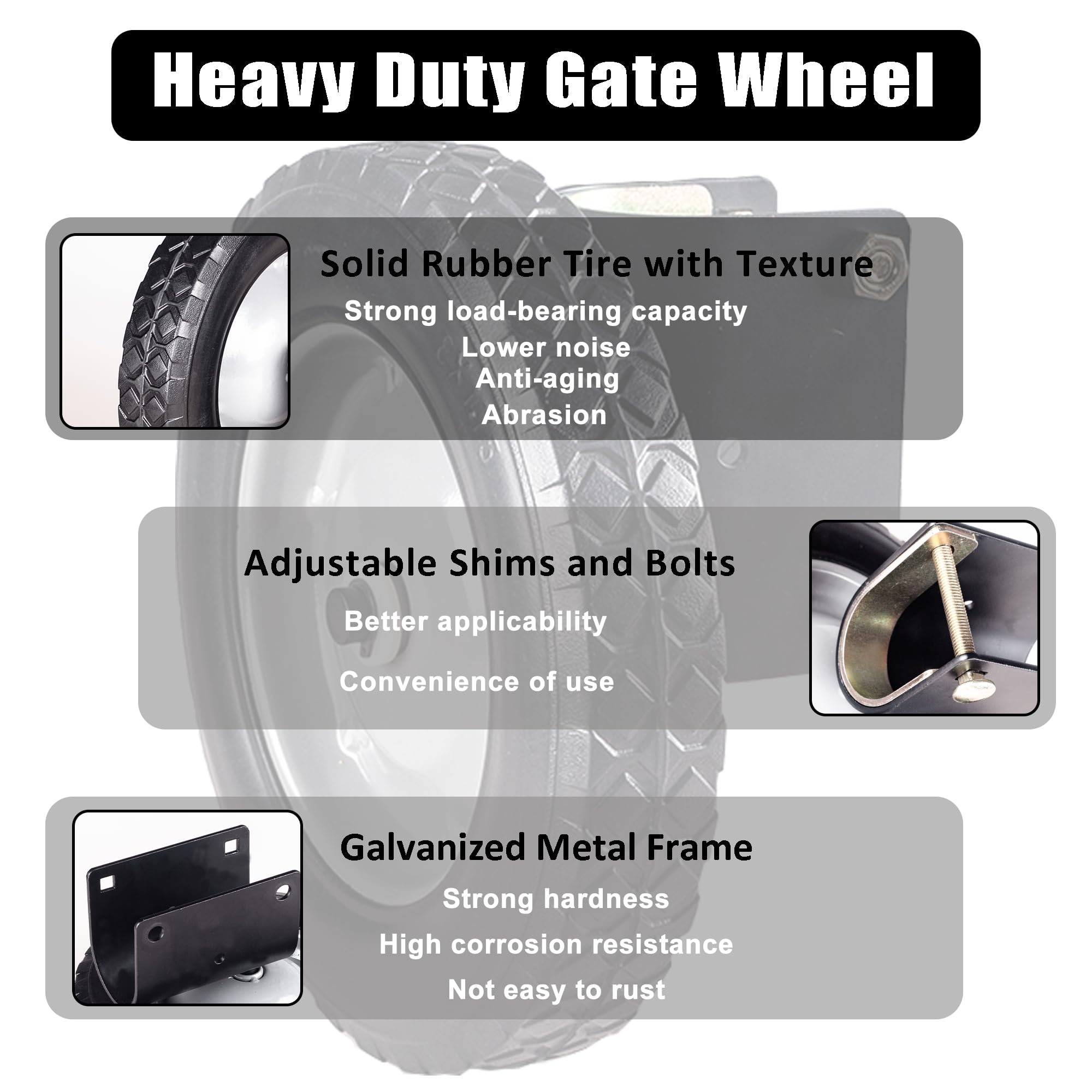 Snapklik.com : Auxdee 8 Inch Gate Wheel, Heavy Duty Farm Gate Wheel For ...