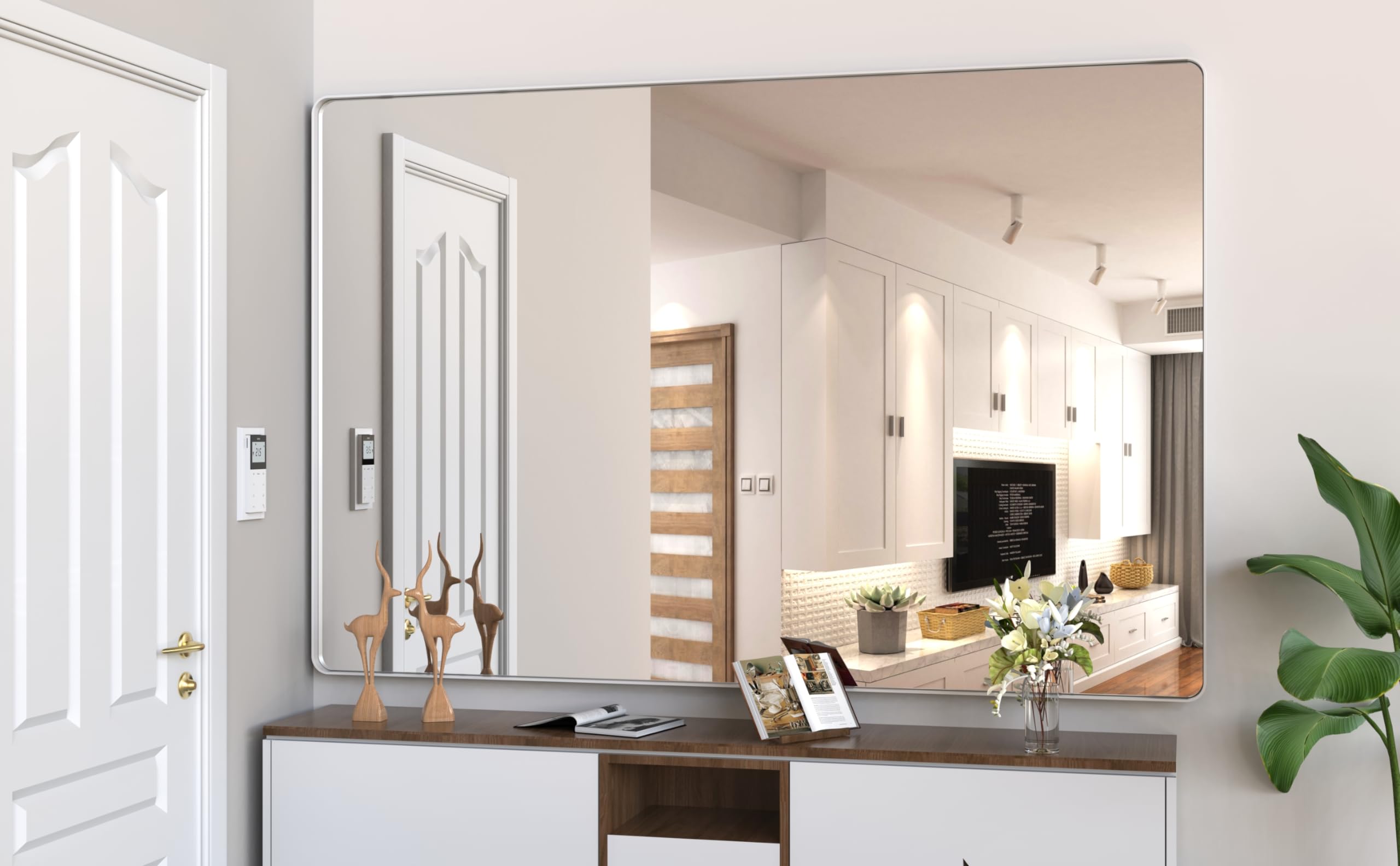 Amazon.com: ANYHI 72 x 48 Inch Wall Mirror for Bathroom Silver Aluminum ...