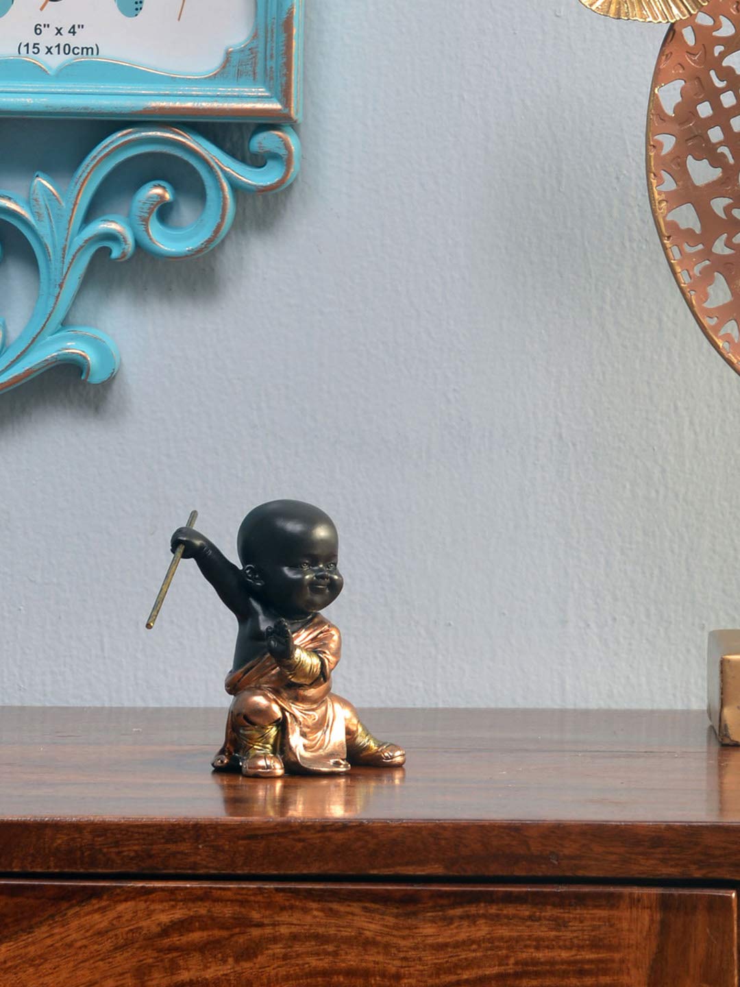 Buy @home By Nilkamal Baby Monk Holding Stick Showpiece (Brown) Online ...