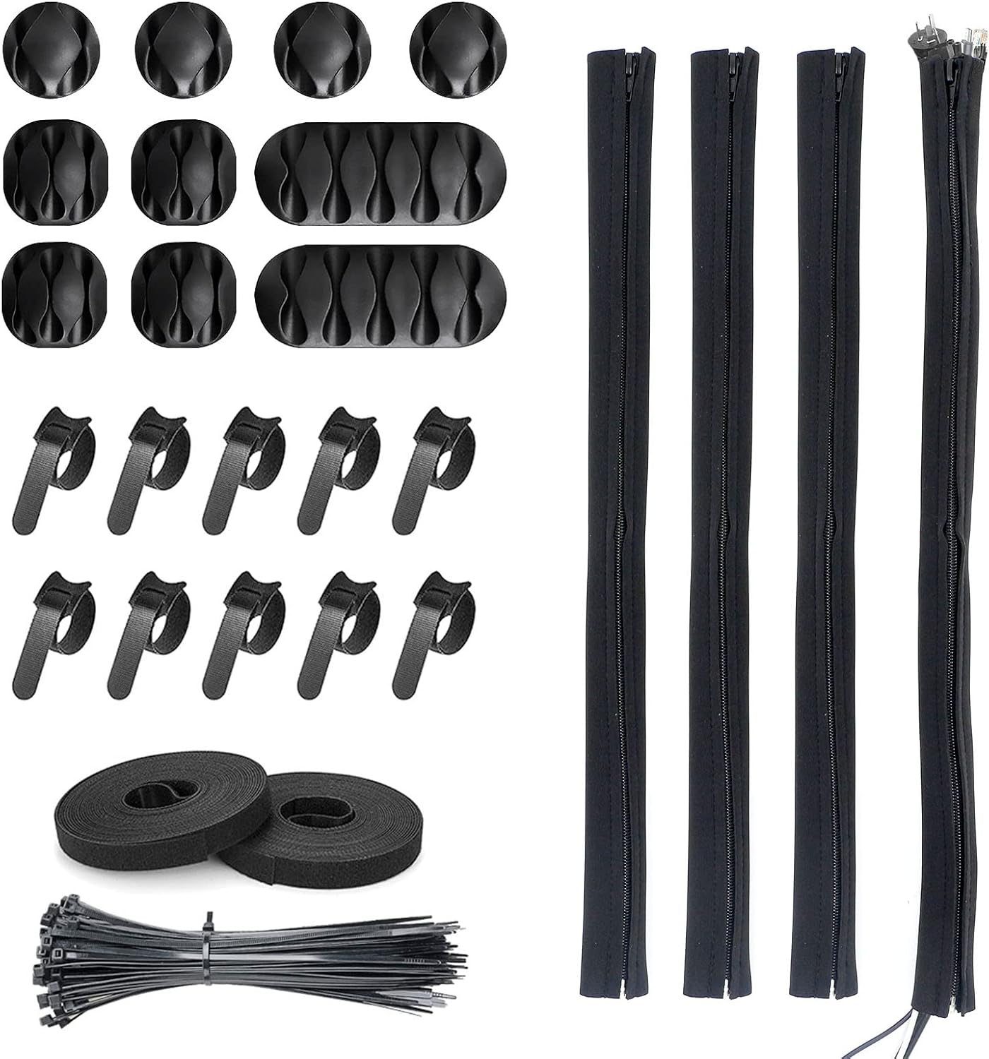 Amazon.com: 126 Pieces Cord Management Organizer Kit, 4 Cable Sleeves ...