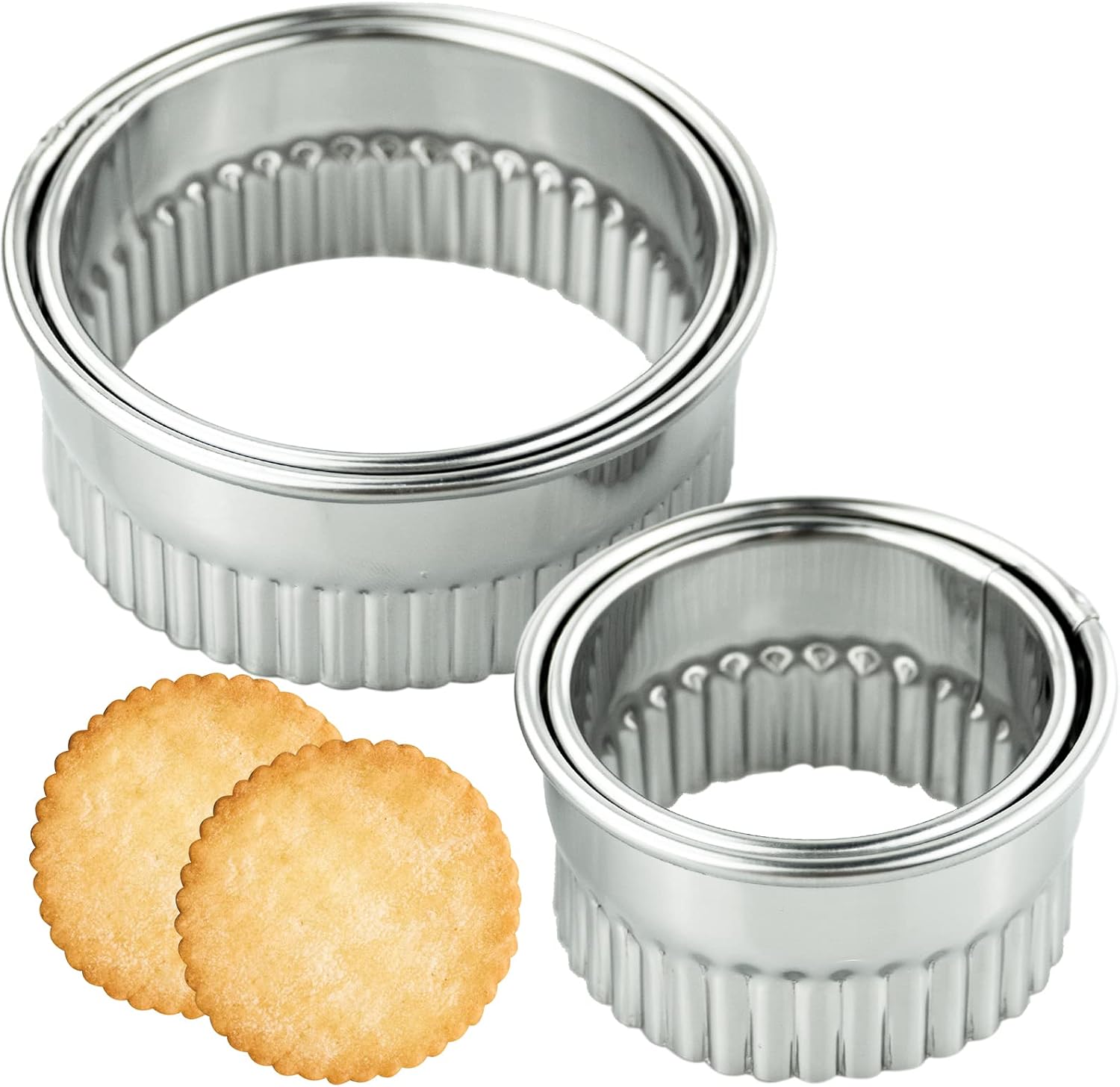 Cookie Cutters, Set of 4 Round Biscuit Cutter Stainless Steel Pastry ...