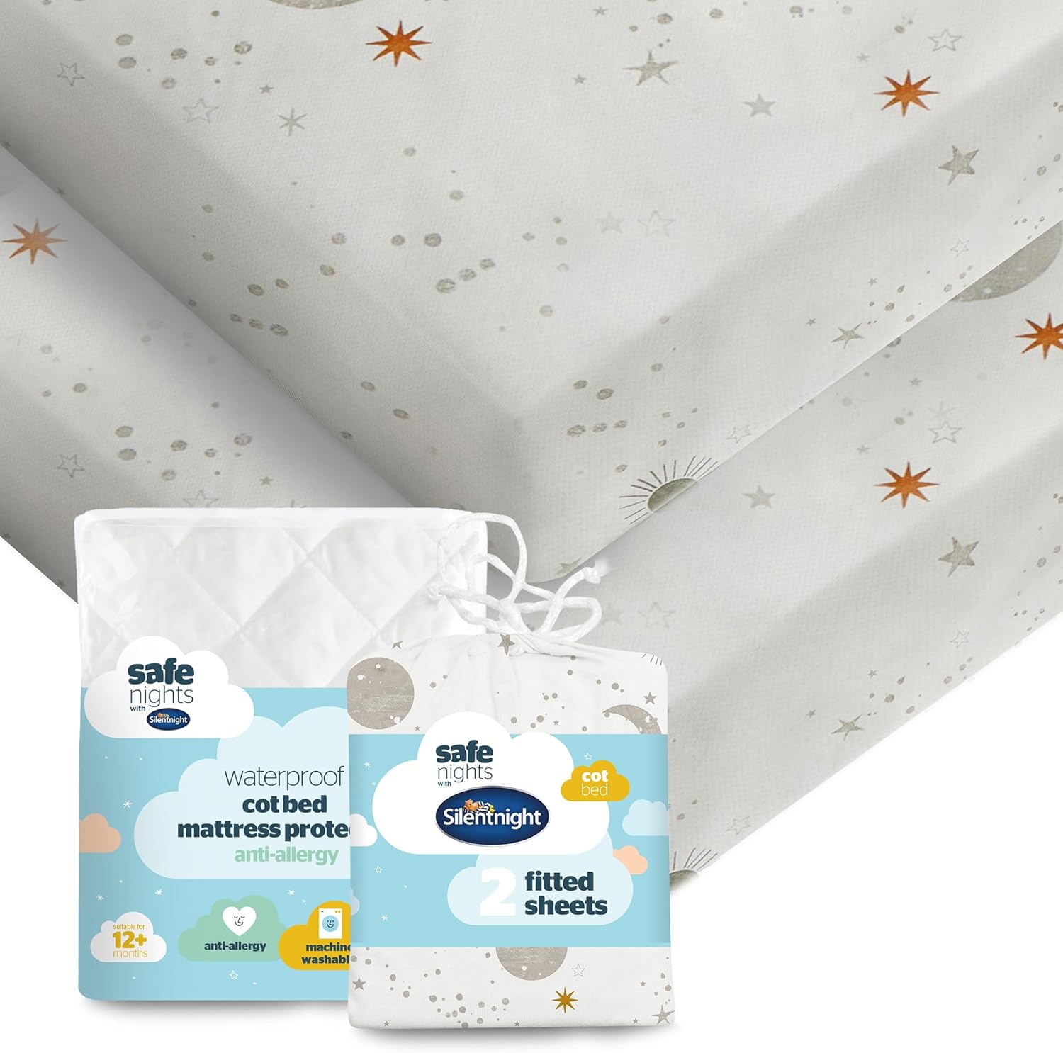 Silentnight Safe Nights Cot Bed Waterproof Mattress Protector & Fitted ...