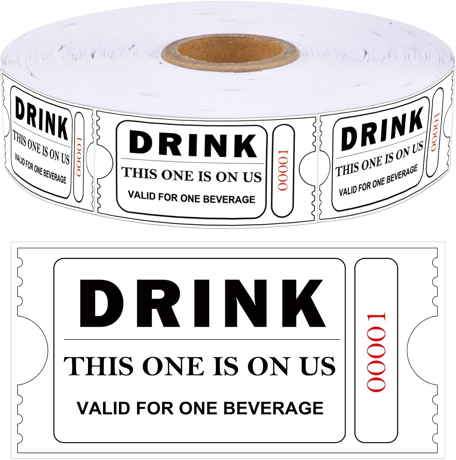 1000 Pcs Free Drink Ticket Roll Raffle Party Tickets 1 x 2 Inch - Drink ...