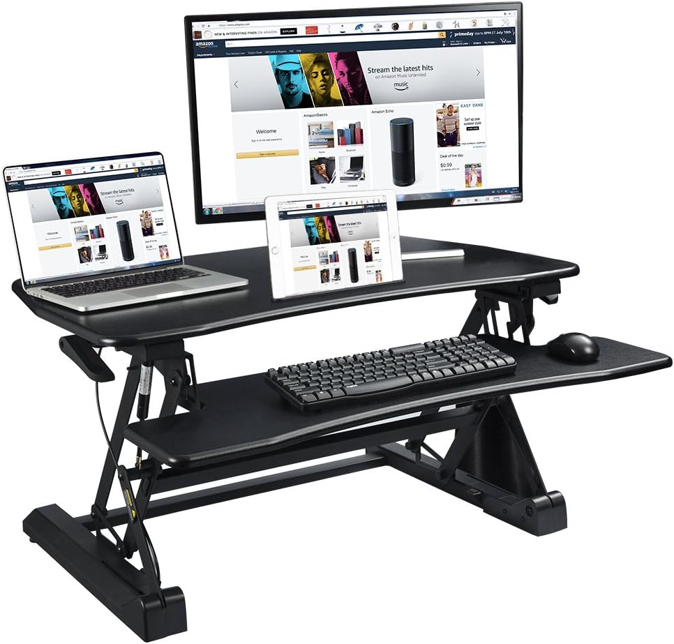 Amazon.com: Homall Wide Platform Height Adjustable Standing Desk Riser ...