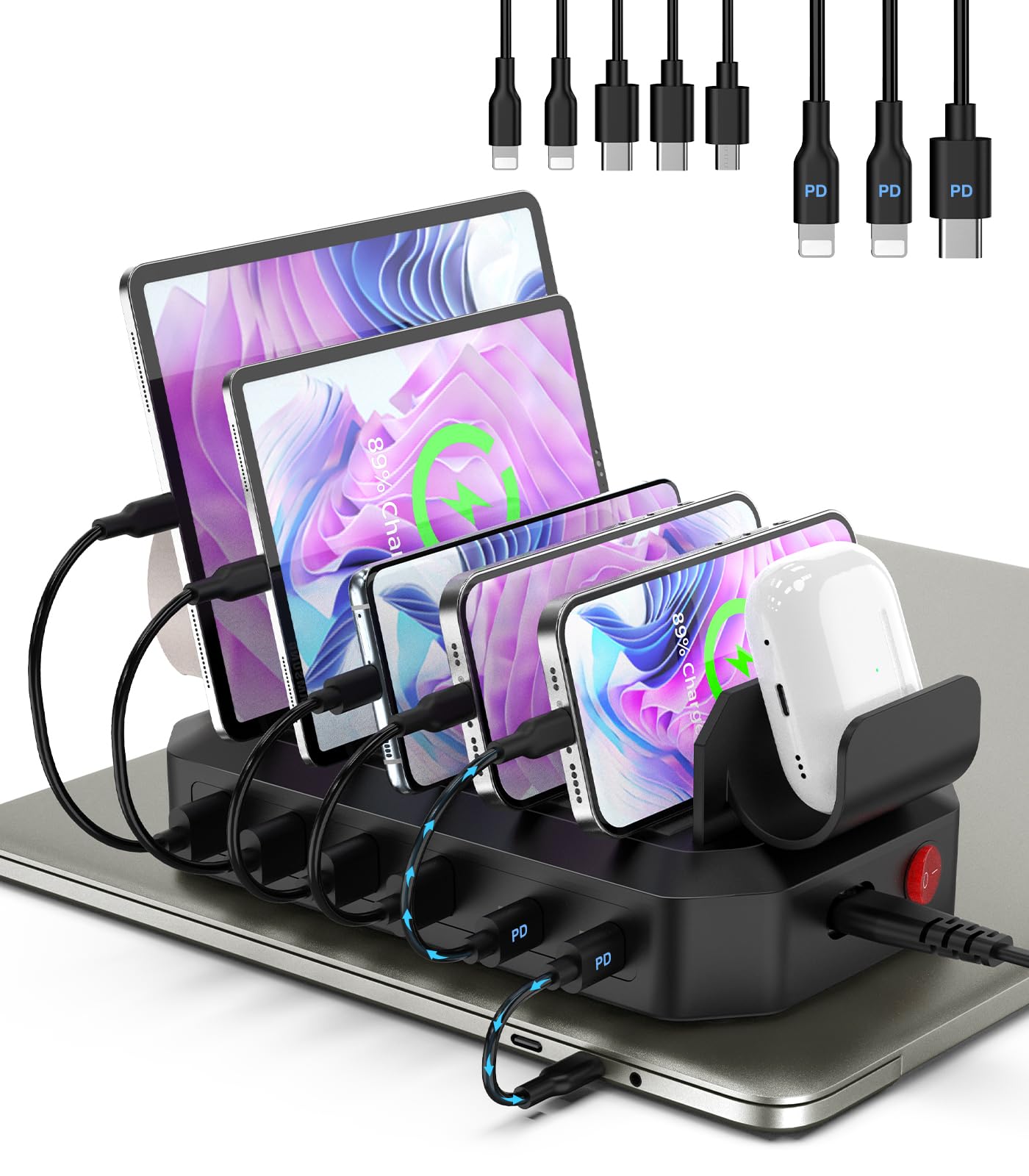 Amazon.com: 95W Charging Station for Multiple Devices, 6-Port USB ...