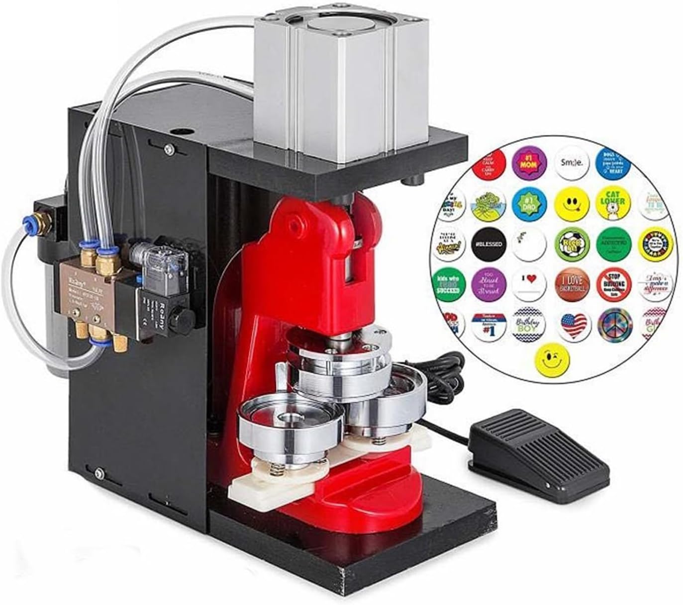 Amazon.com: SAIFFE Pneumatic Button Maker Badge Maker Steel Body ...