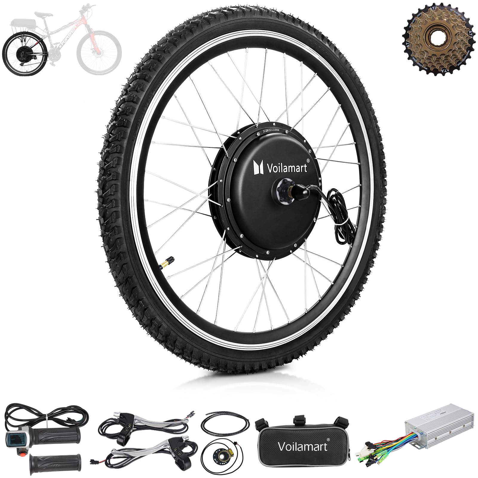 Snapklik.com : Voilamart 26" Electric Bicycle Conversion Kit 48V 1000W ...