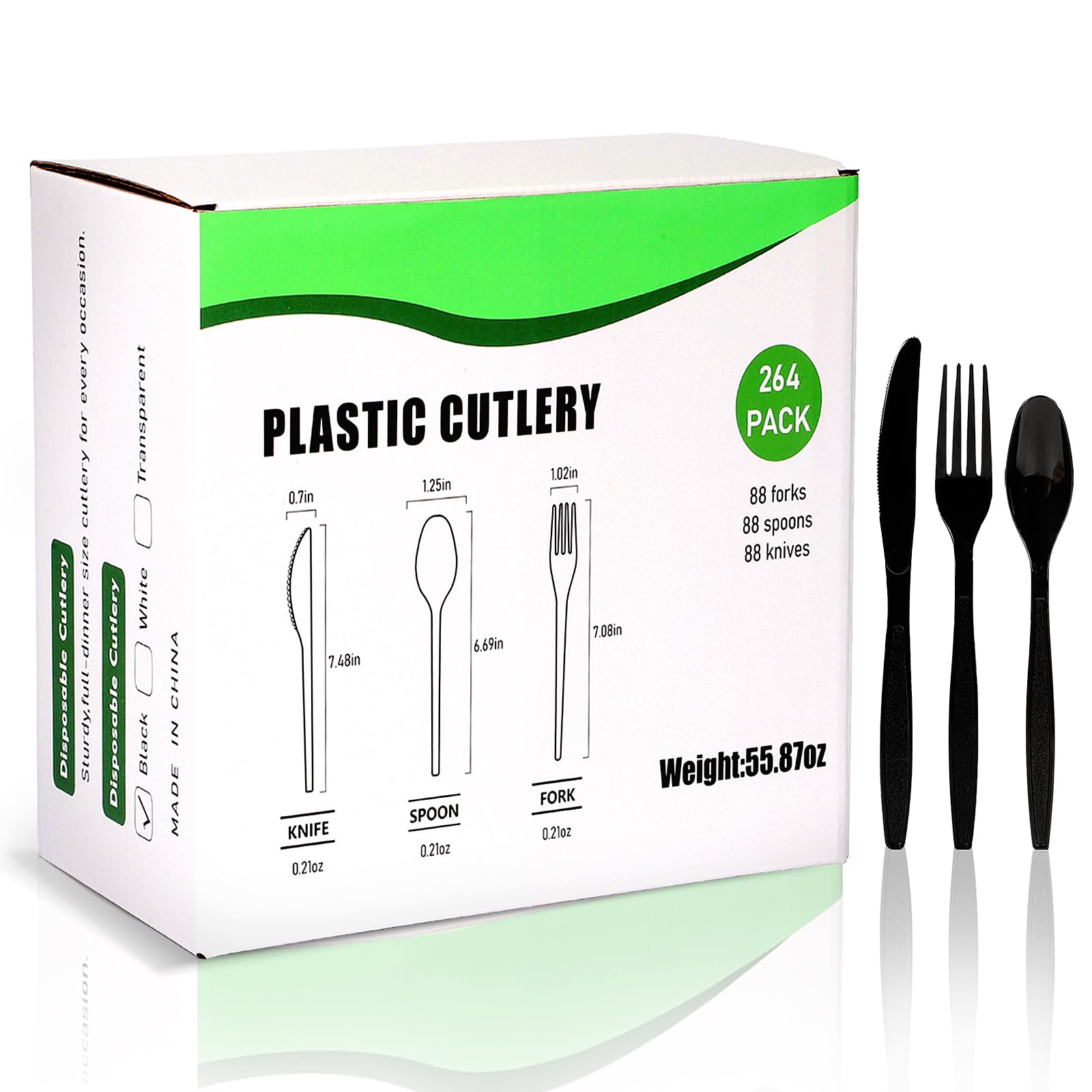 Amazon.com: Nilpferd 260 PCS Plastic Disposable Cutlery Set Black Spoon ...