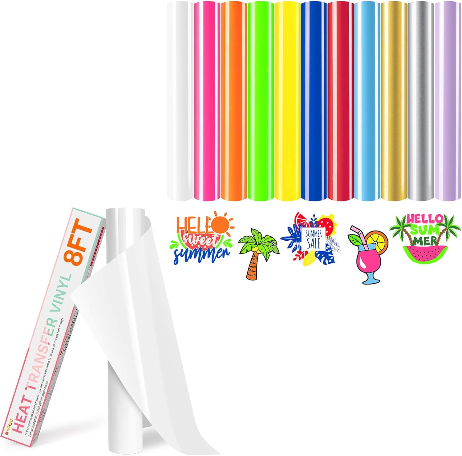 Amazon.com: HTVRONT HTV Vinyl Rolls Heat Transfer Vinyl - 12" x 8ft ...